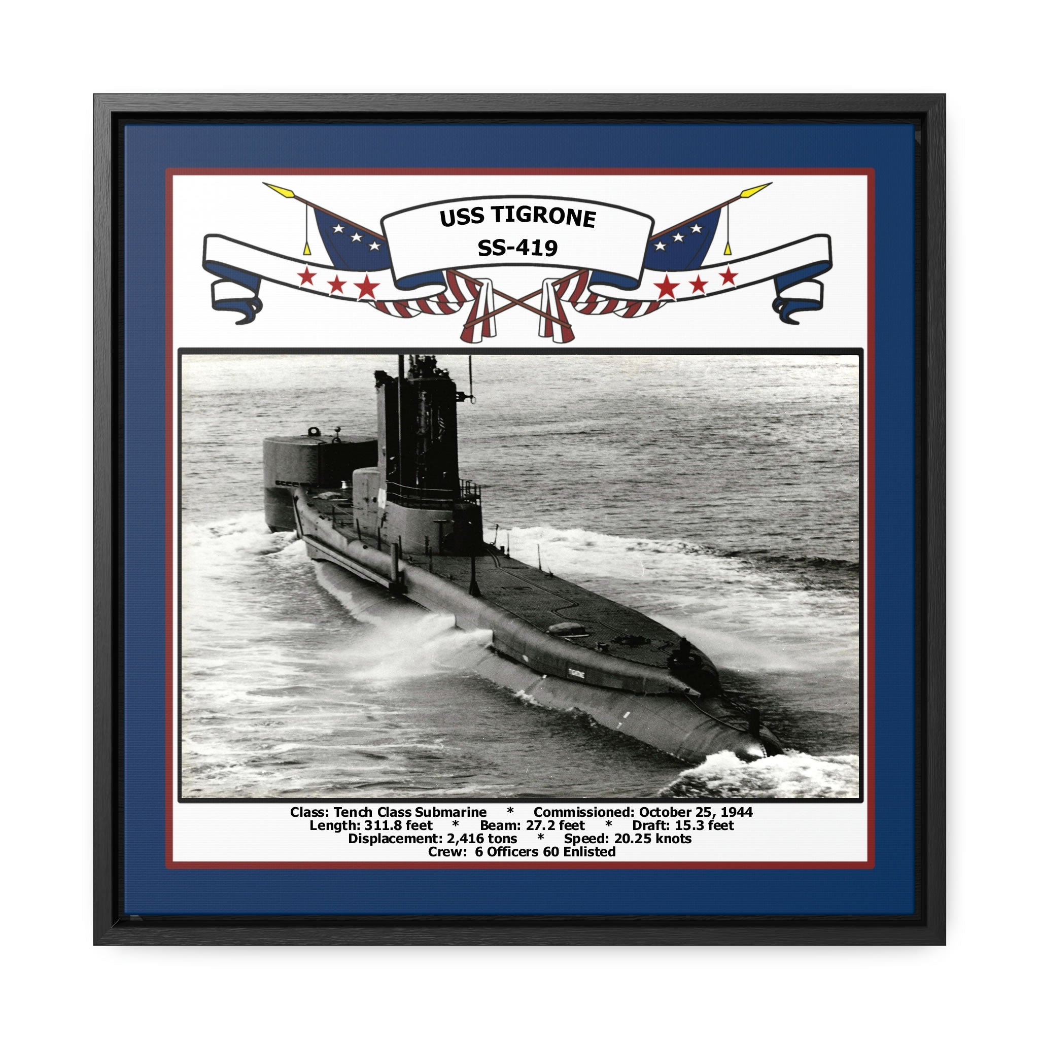 USS Tigrone SS-419 Navy Floating Frame Photo – Navy Emporium