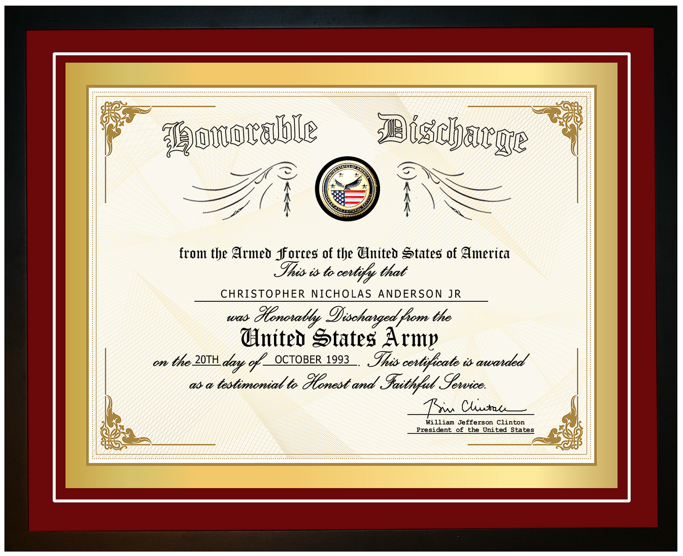 United States Army Honorable Discharge Certificate on Canvas – Navy ...
