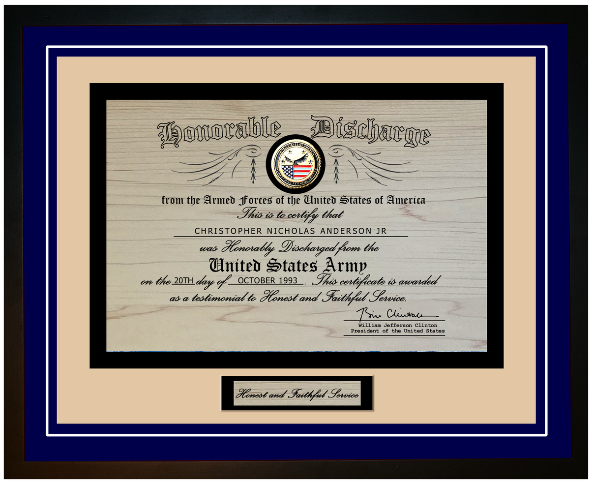 United States Army Engraved Honorable Discharge Certificate – Navy Emporium