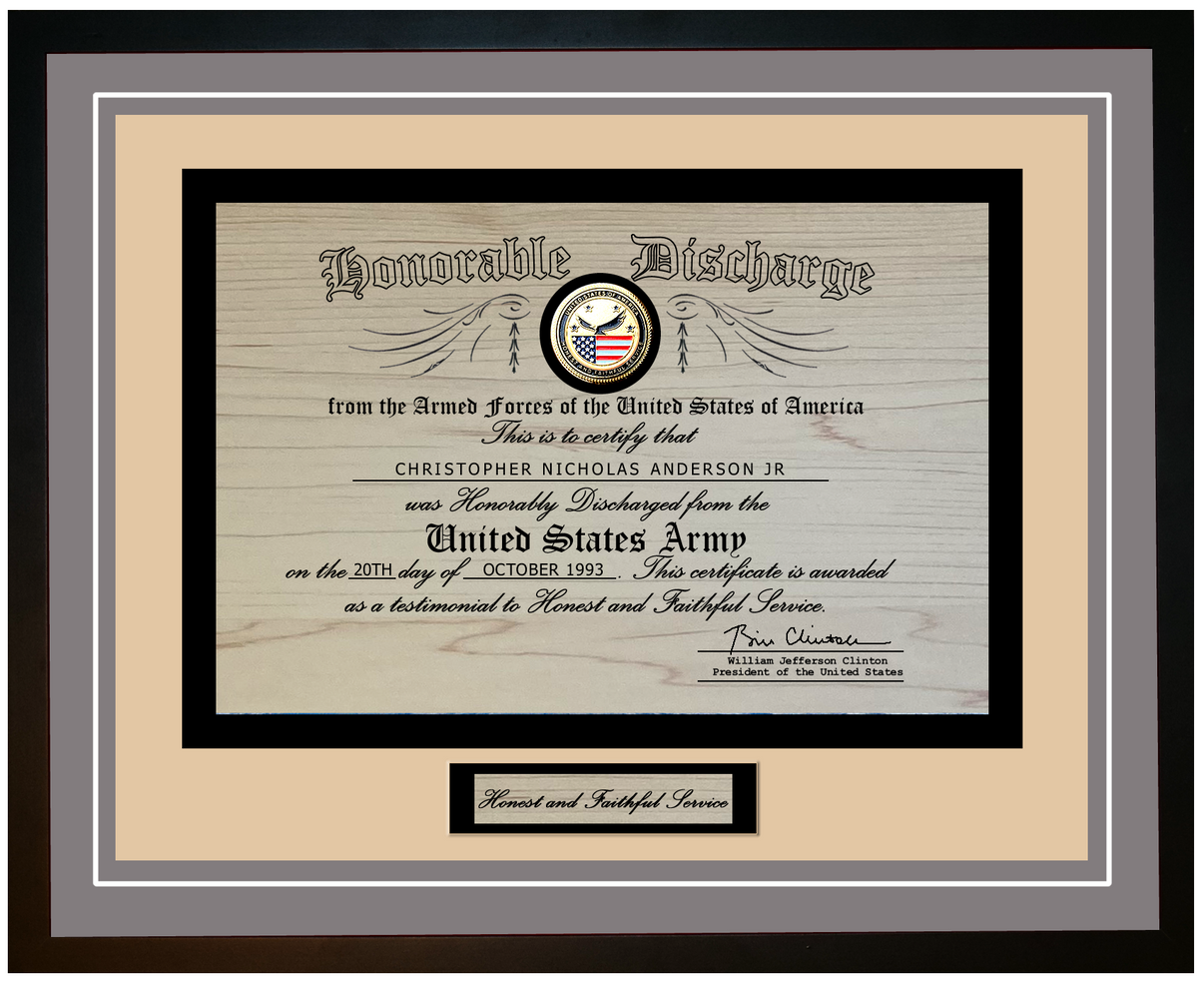 United States Army Engraved Honorable Discharge Certificate – Navy Emporium