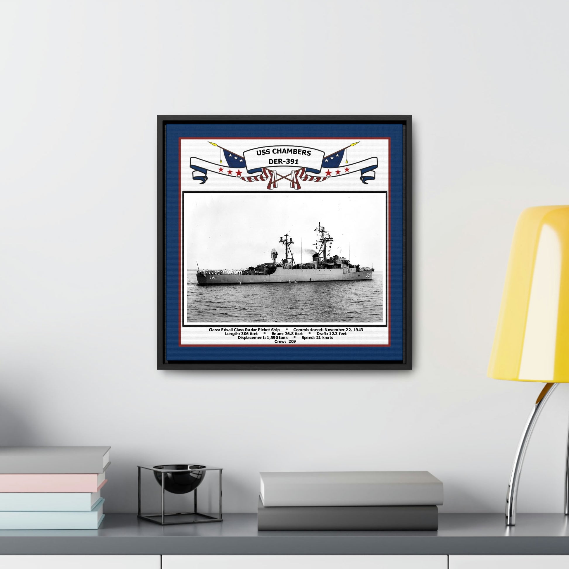 USS Chambers DER-391 Navy Floating Frame Photo – Navy Emporium