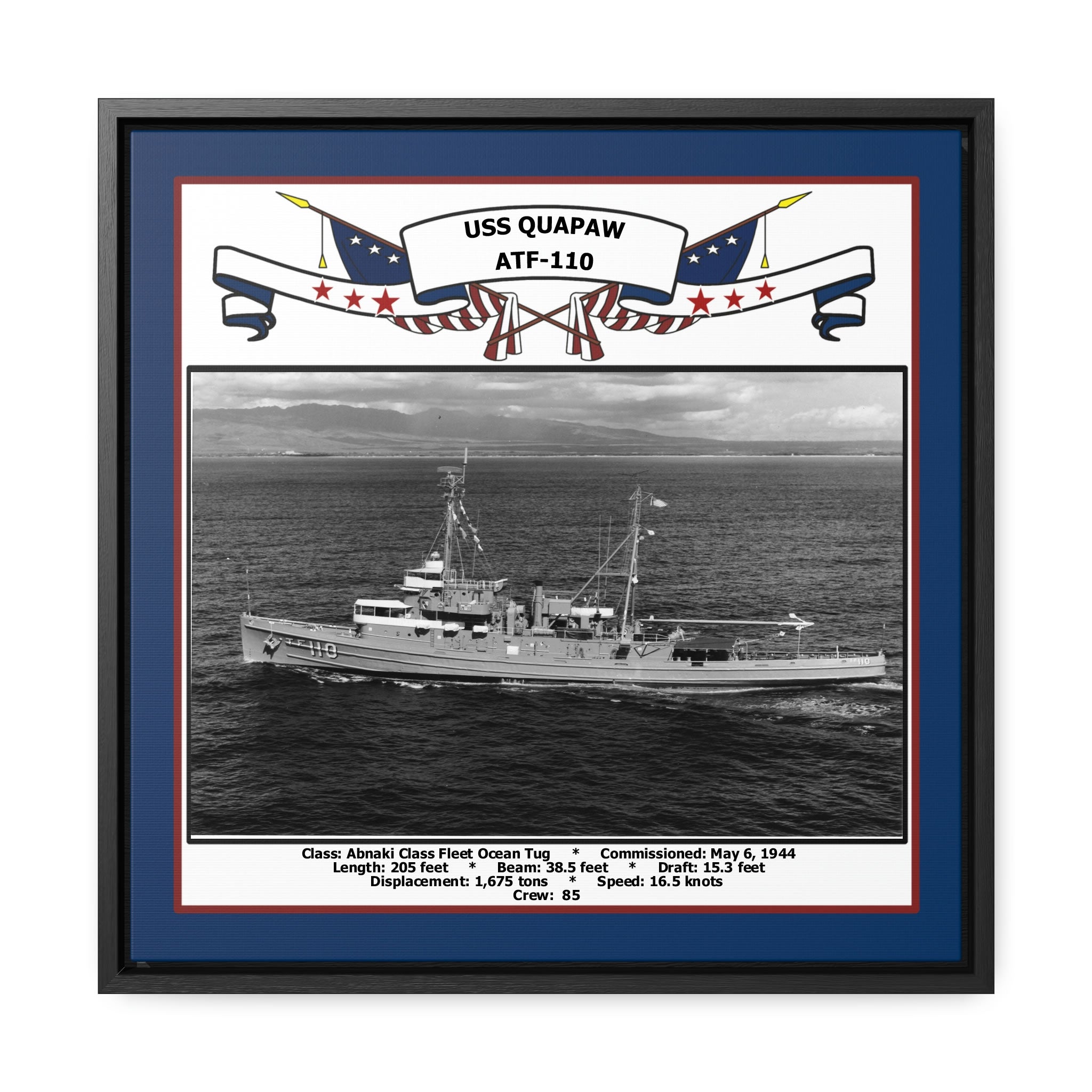 USS Quapaw ATF-110 Navy Floating Frame Photo – Navy Emporium