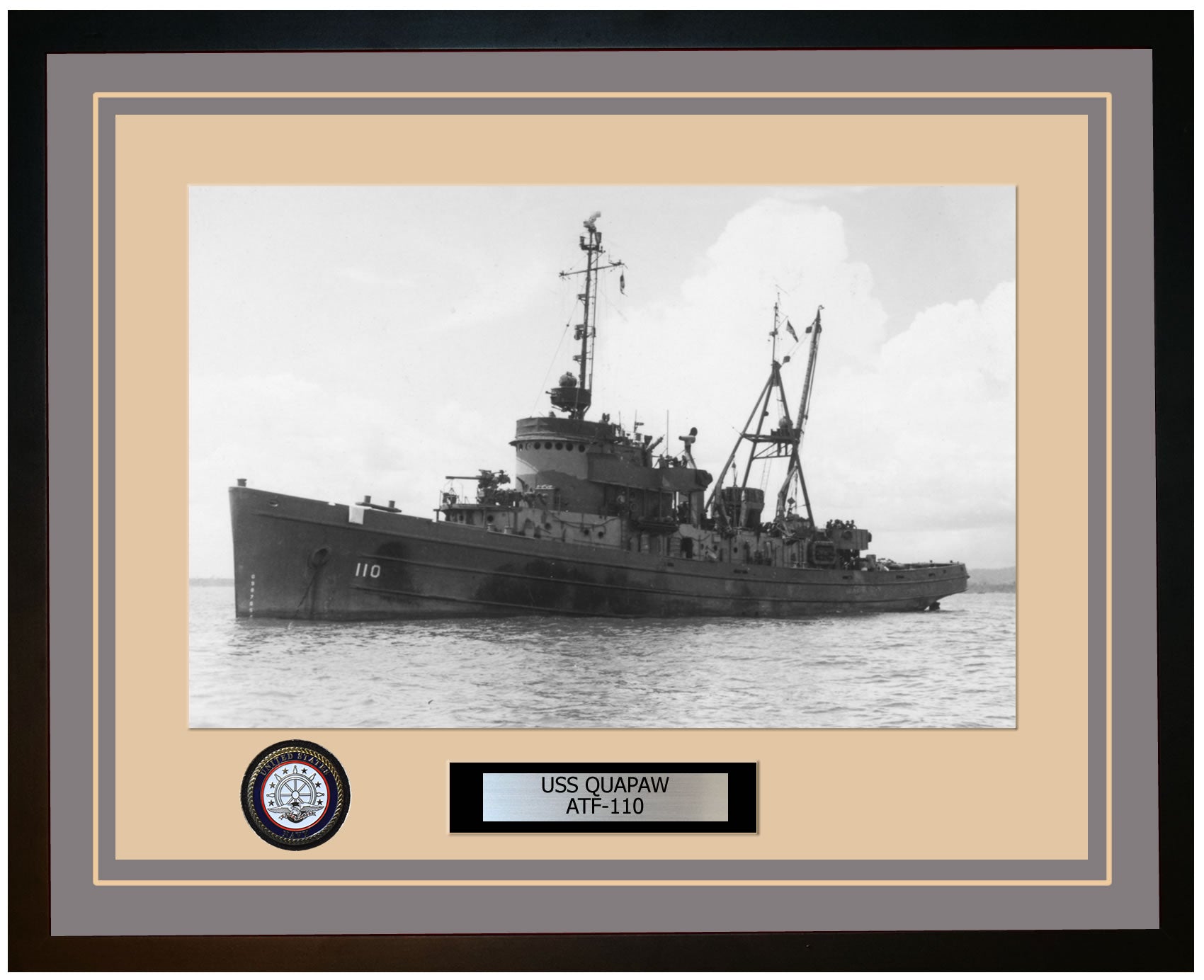 USS QUAPAW ATF-110 Framed Navy Ship Photo Burgundy – Navy Emporium