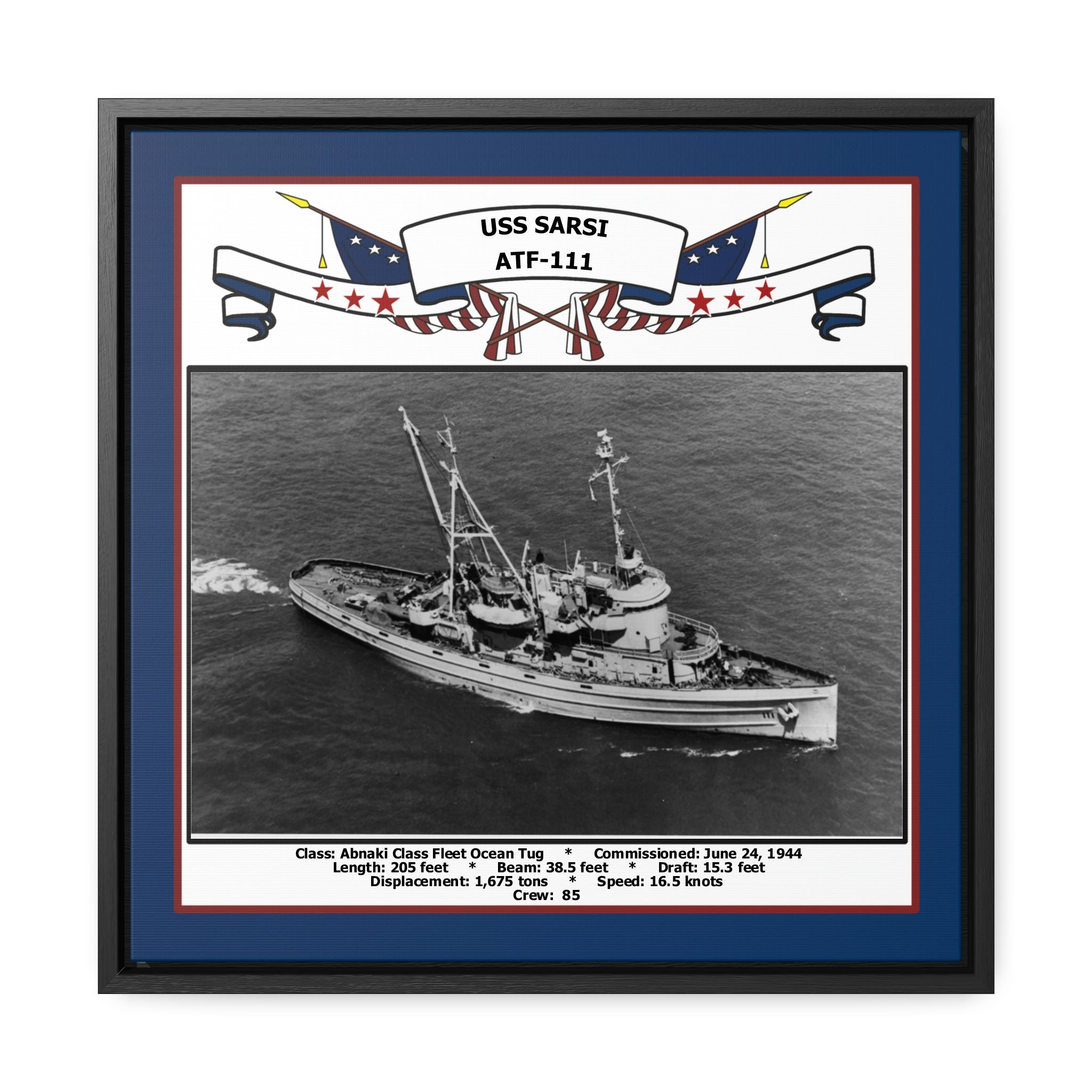 USS Sarsi ATF-111 Navy Floating Frame Photo – Navy Emporium