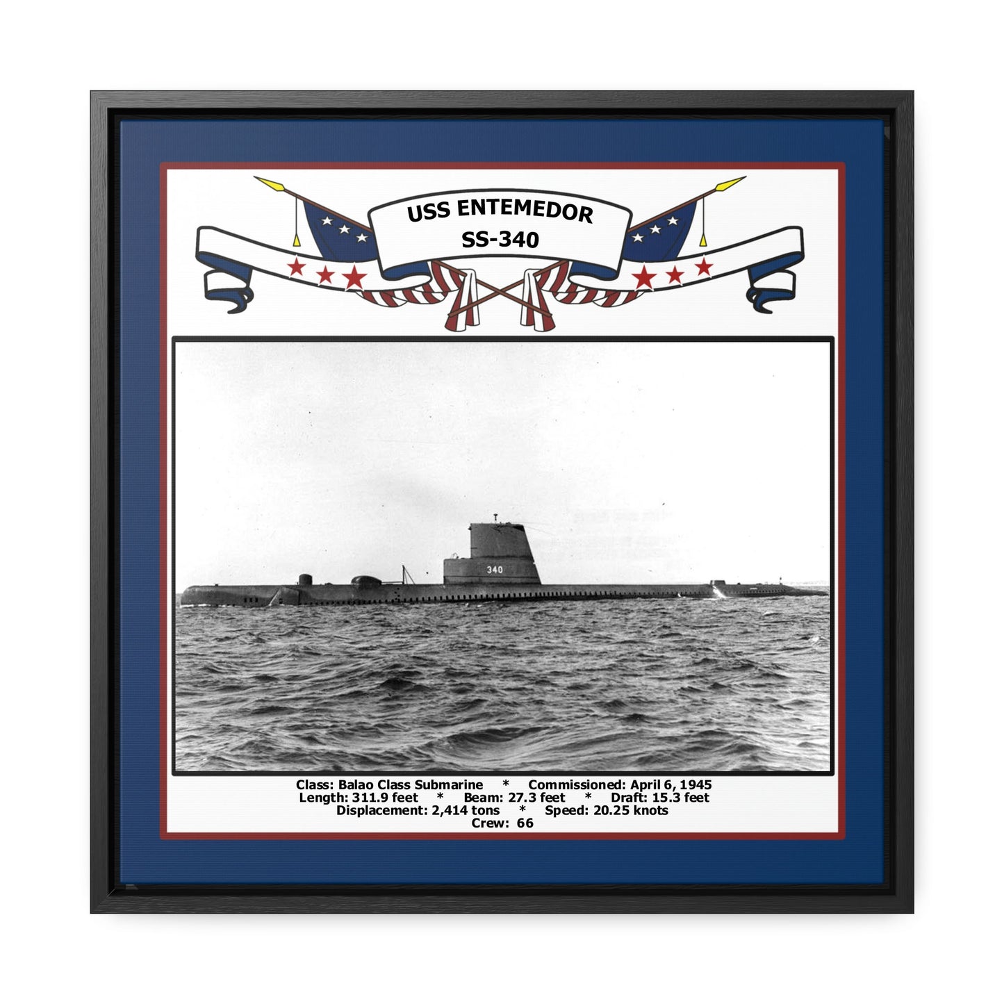USS Entemedor SS-340 Navy Floating Frame Photo – Navy Emporium