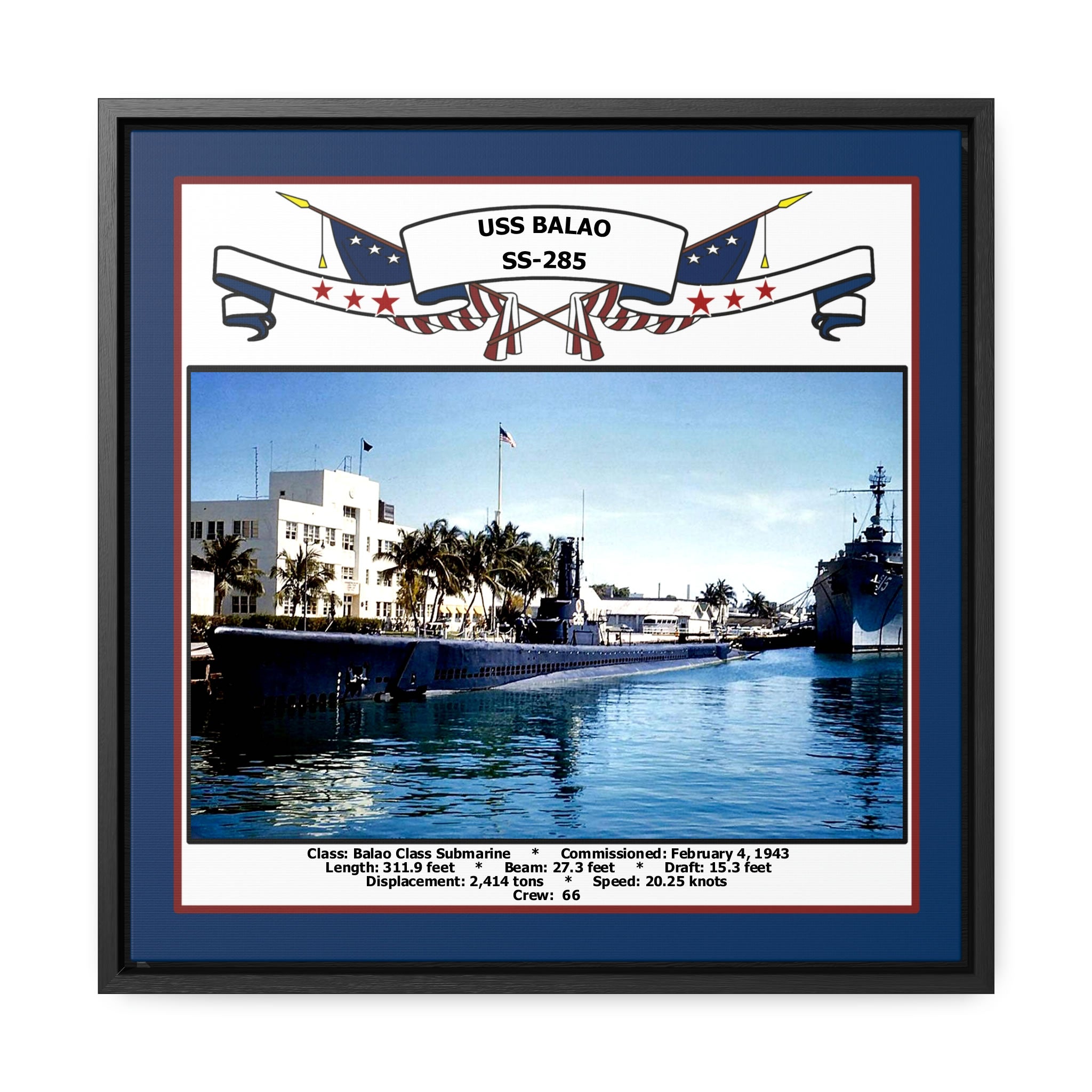 USS Balao SS-285 Navy Floating Frame Photo – Navy Emporium