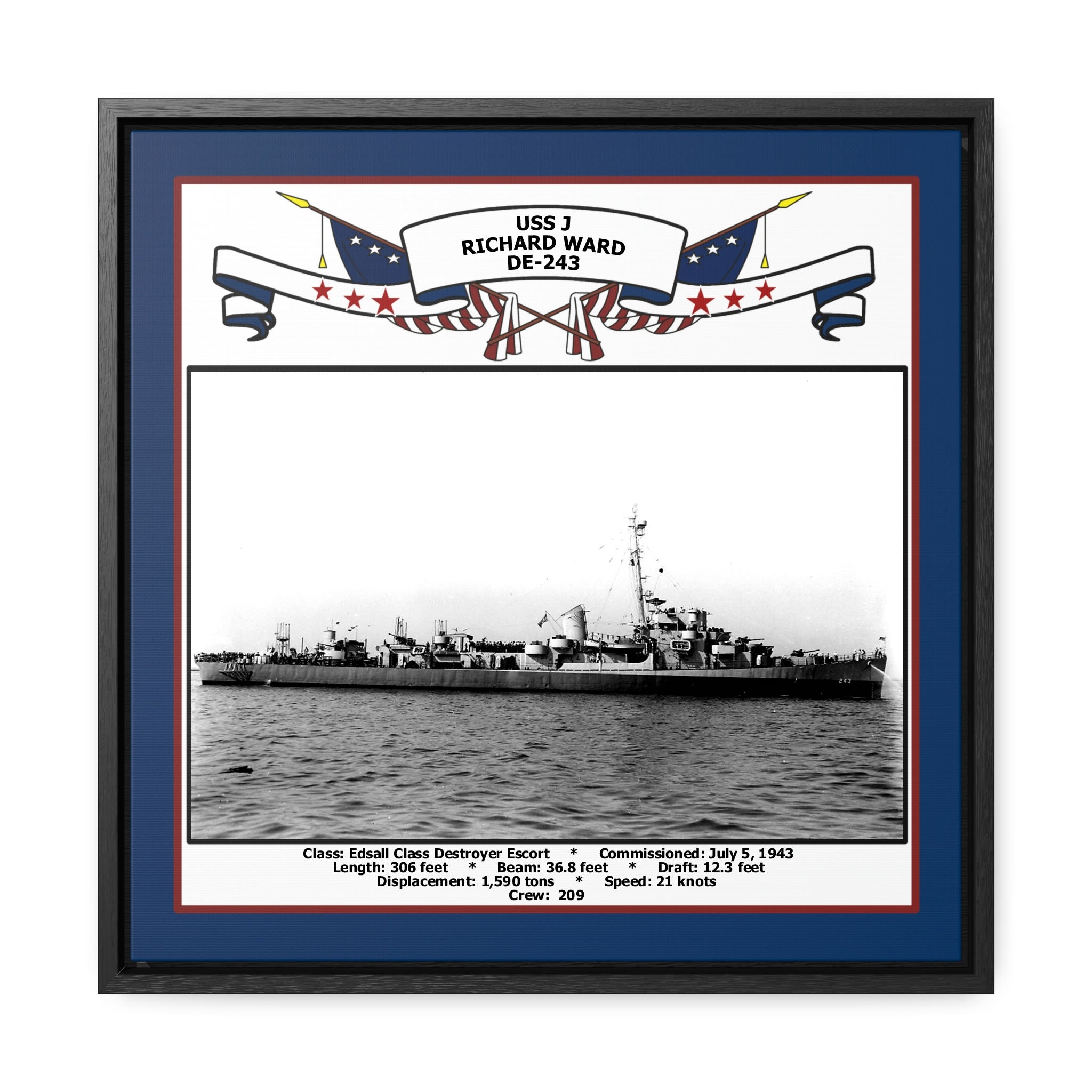 USS J Richard Ward DE-243 Navy Floating Frame Photo – Navy Emporium