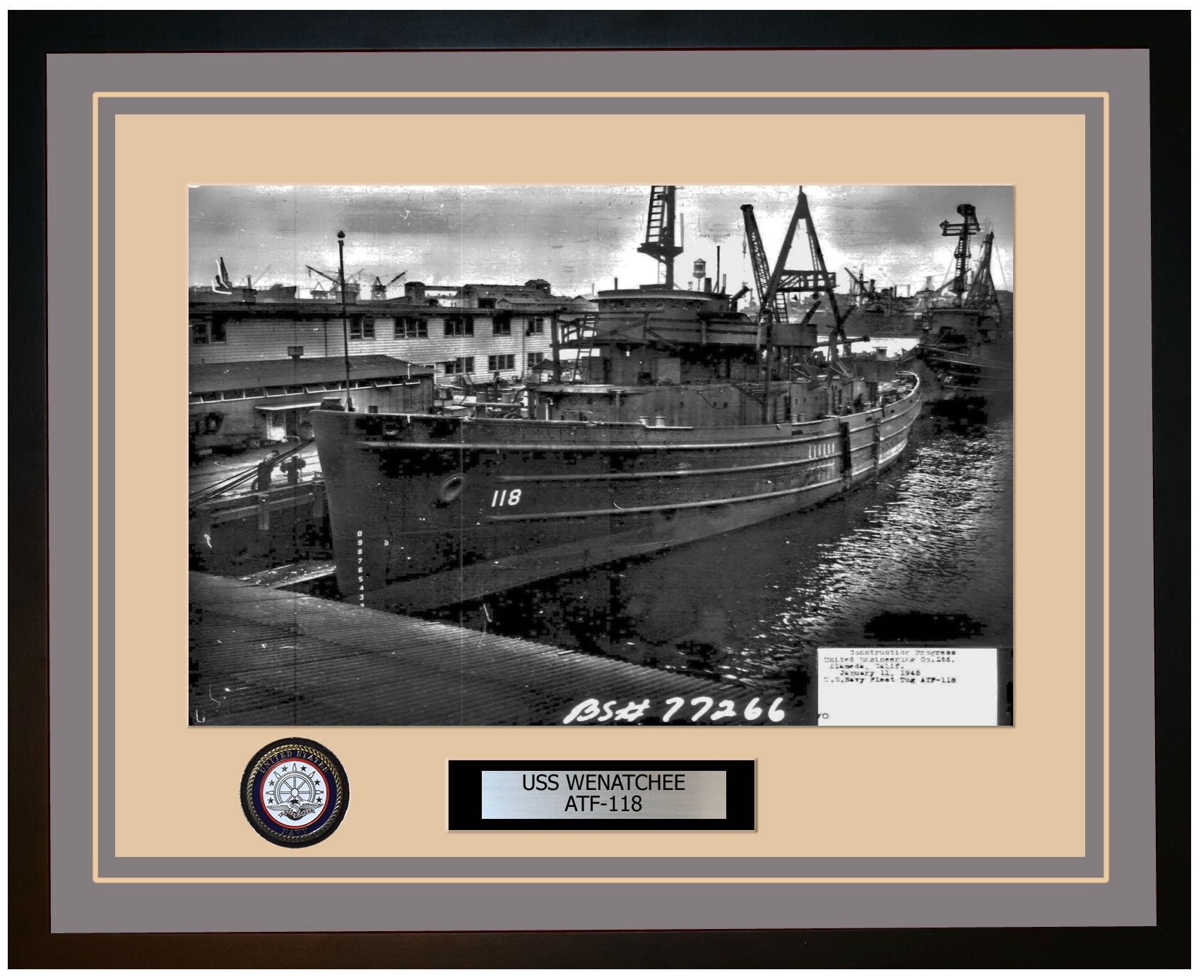 USS WENATCHEE ATF-118 Framed Navy Ship Photo Burgundy – Navy Emporium