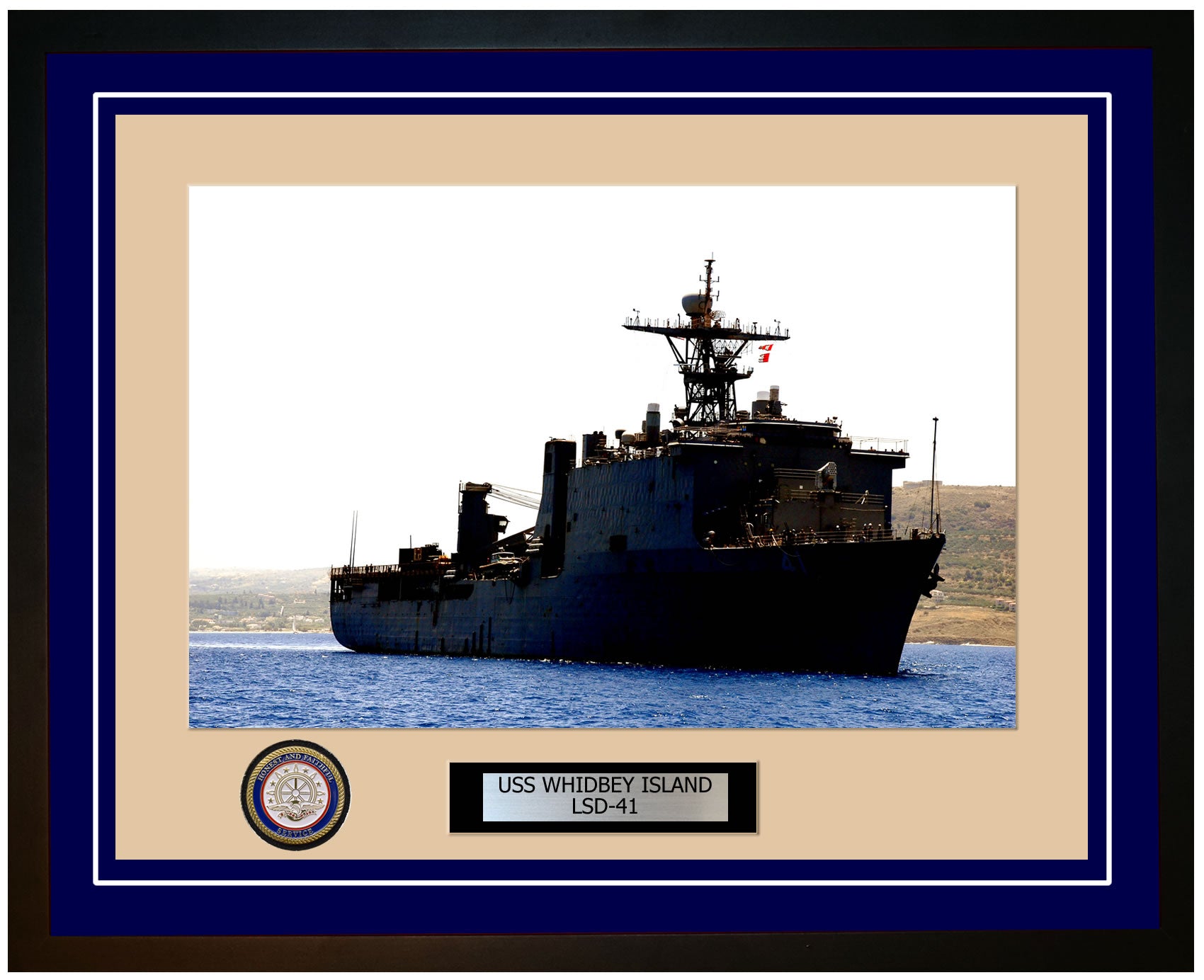 USS Whidbey Island LSD-41 Framed Navy Ship Photo Burgundy – Navy Emporium