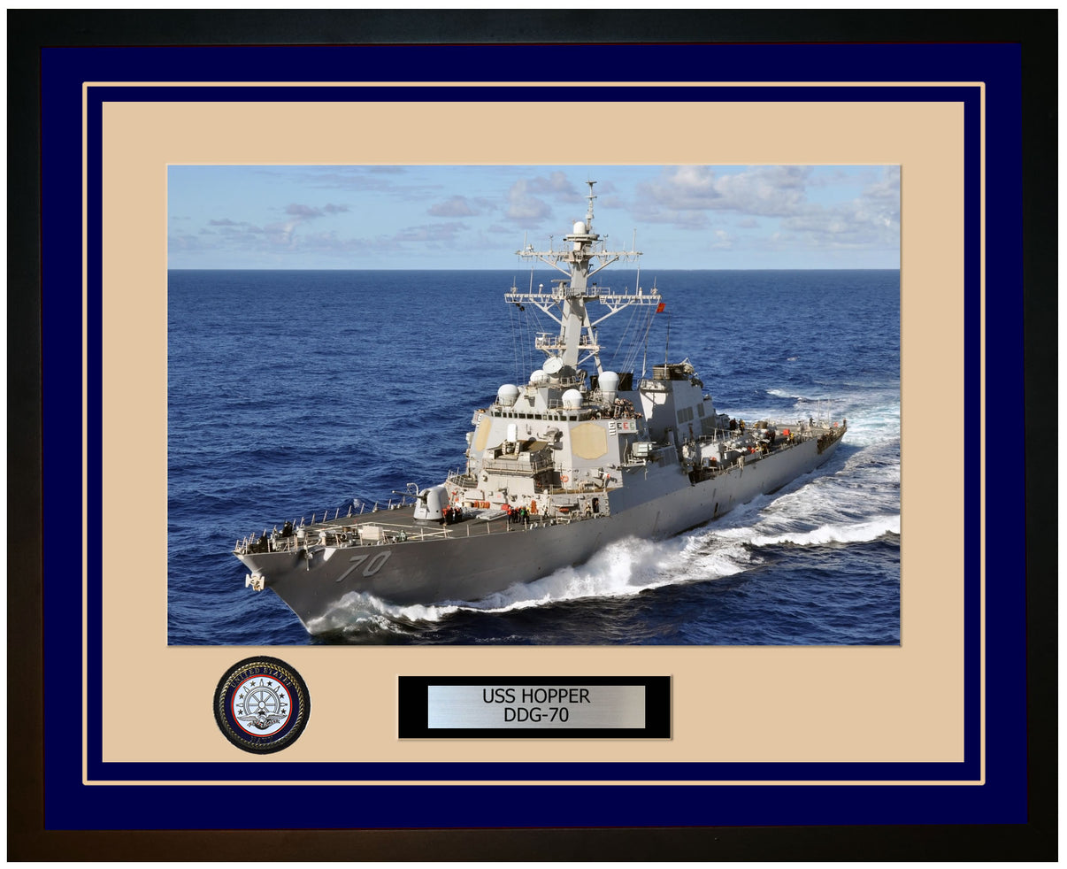 USS HOPPER DDG-70 Framed Navy Ship Photo Burgundy – Navy Emporium