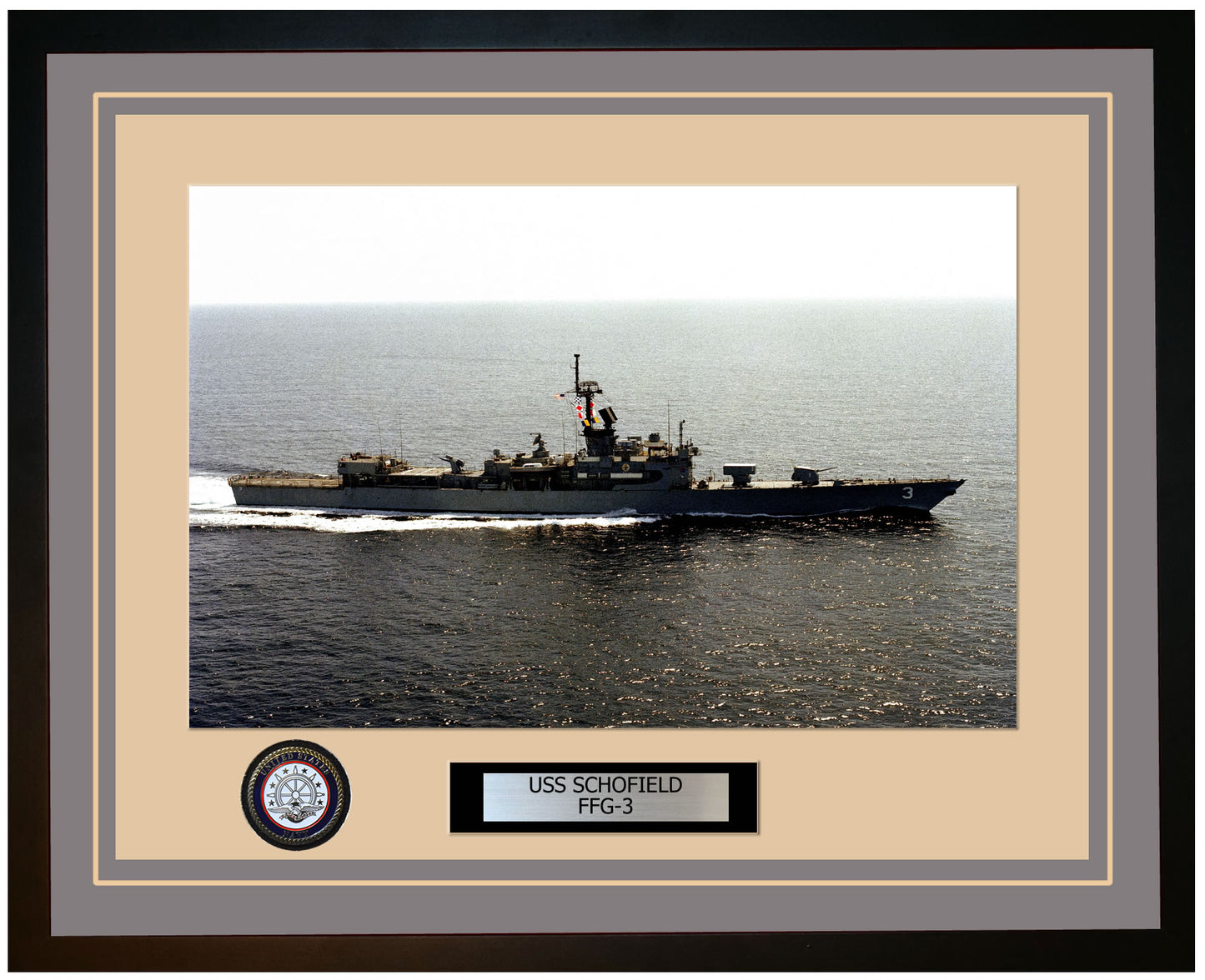 USS SCHOFIELD FFG-3 Framed Navy Ship Photo Burgundy – Navy Emporium