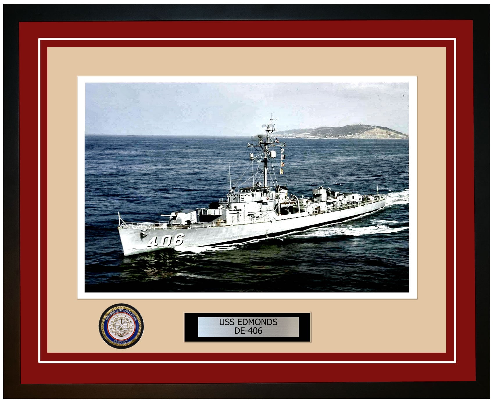 USS Edmonds DE-406 Framed Navy Ship Photo Burgundy – Navy Emporium