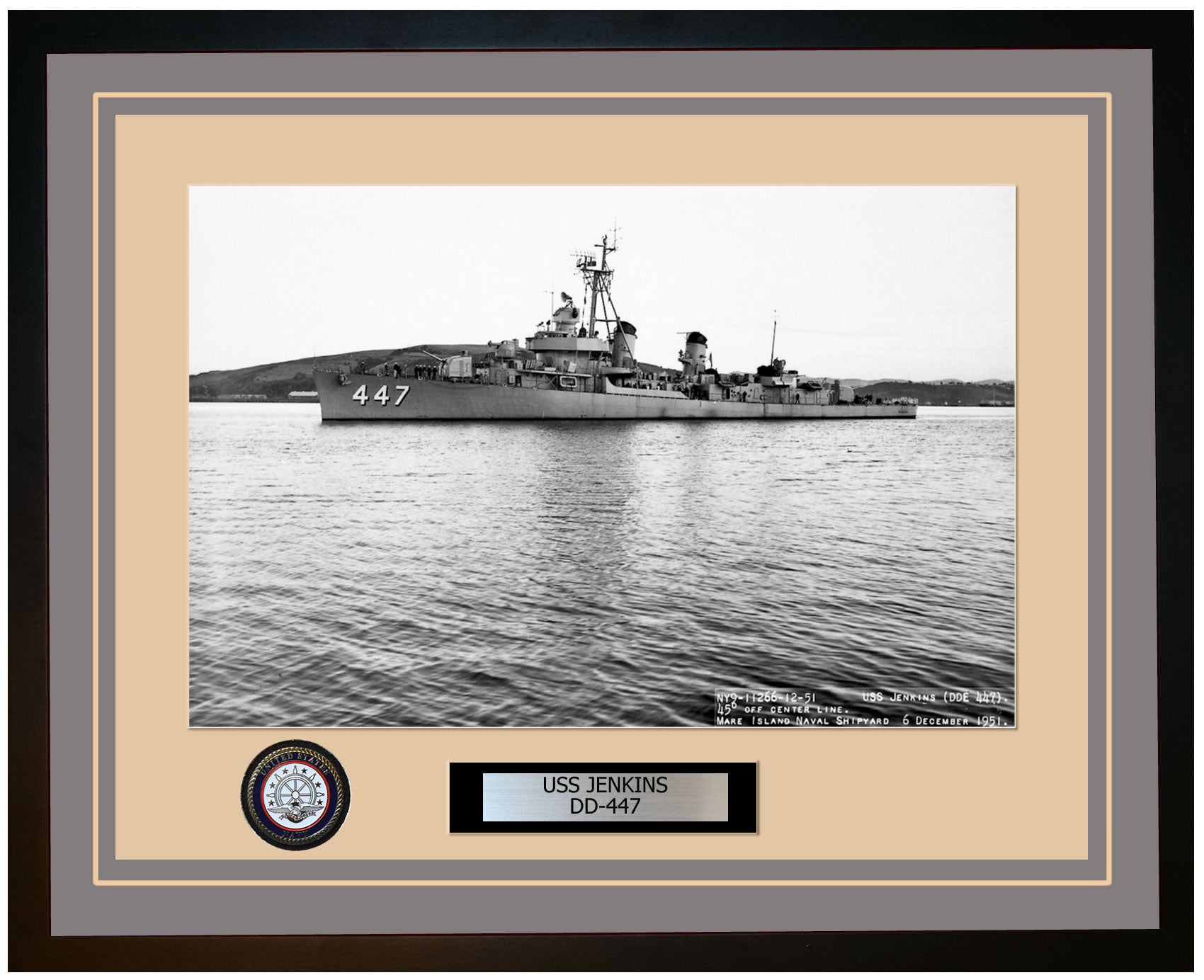 USS JENKINS DD-447 Framed Navy Ship Photo Burgundy – Navy Emporium