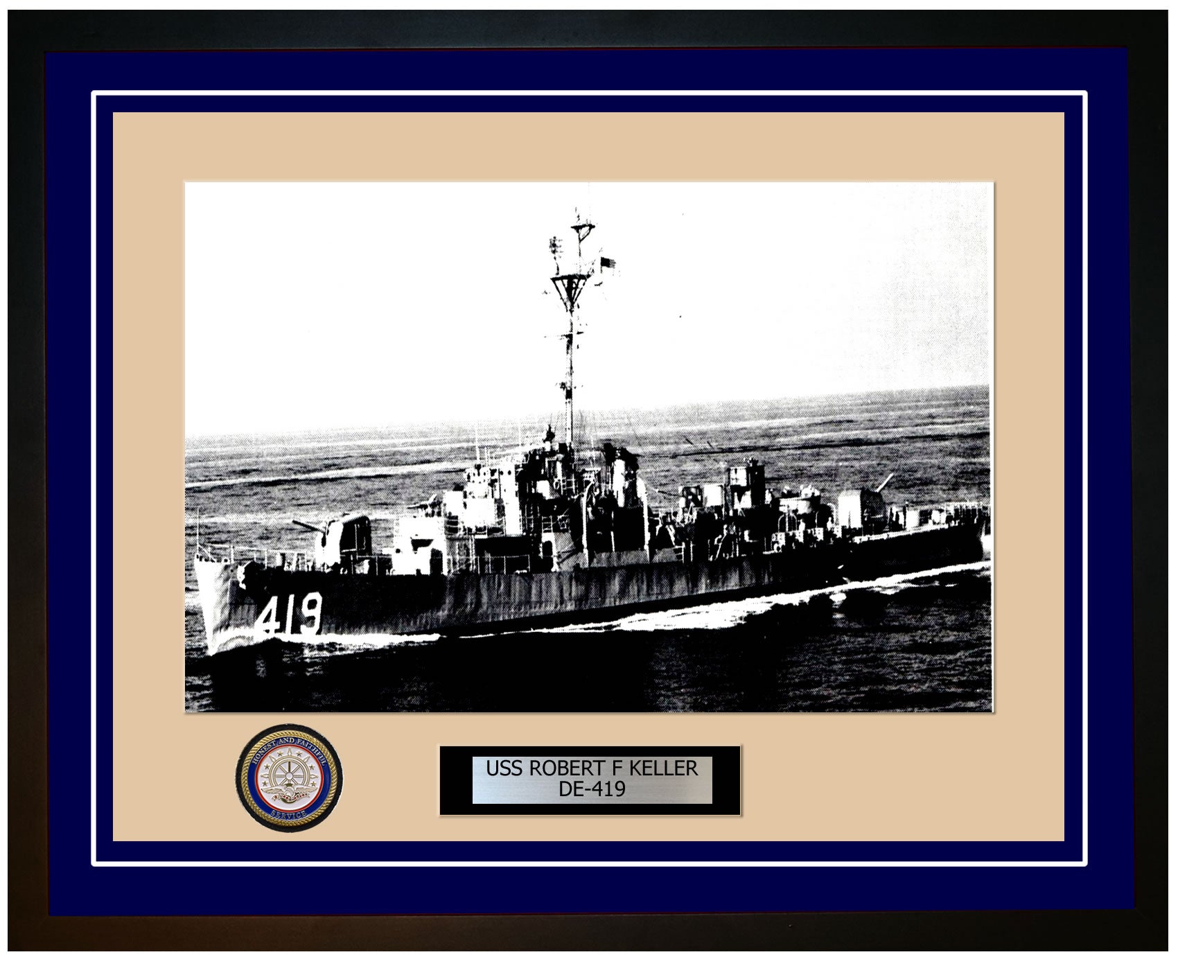 USS Robert F Keller DE-419 Framed Navy Ship Photo Burgundy – Navy Emporium
