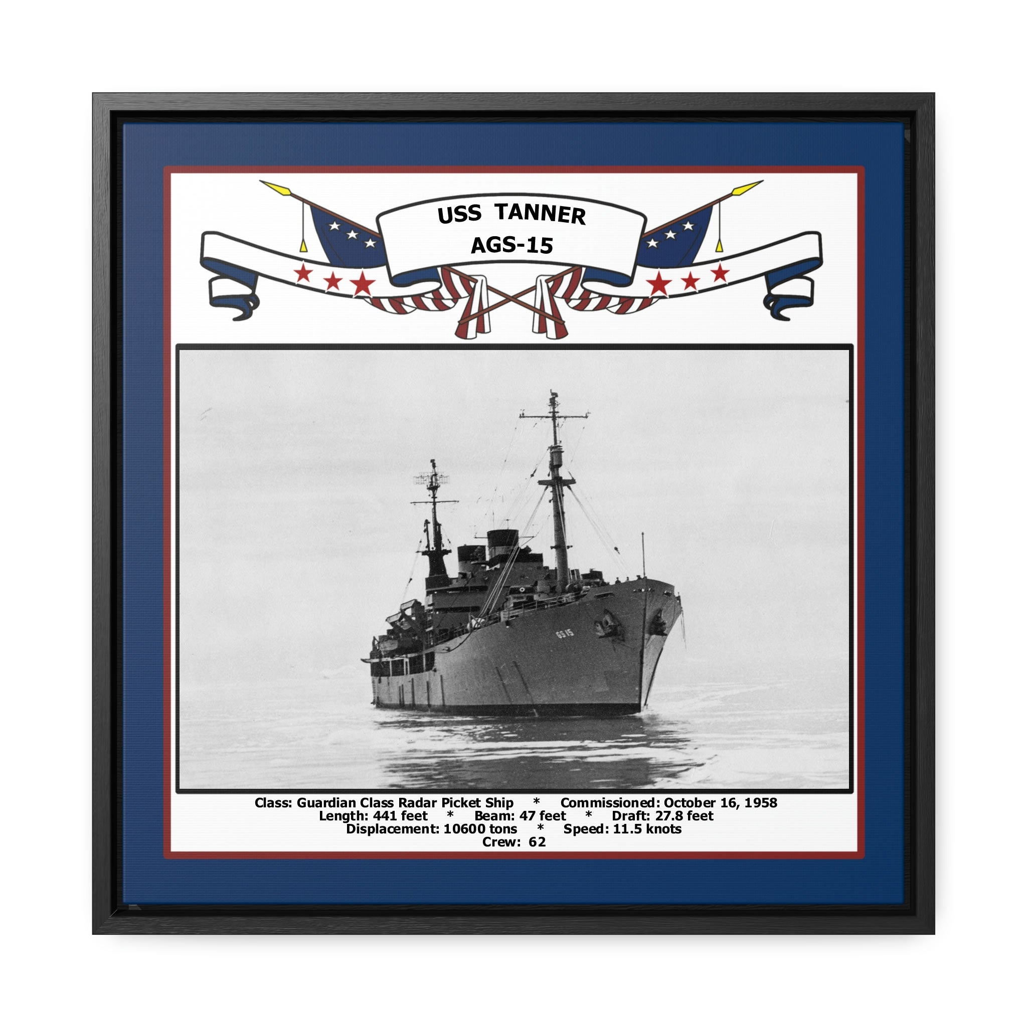 USS Tanner AGS-15 Navy Floating Frame Photo – Navy Emporium