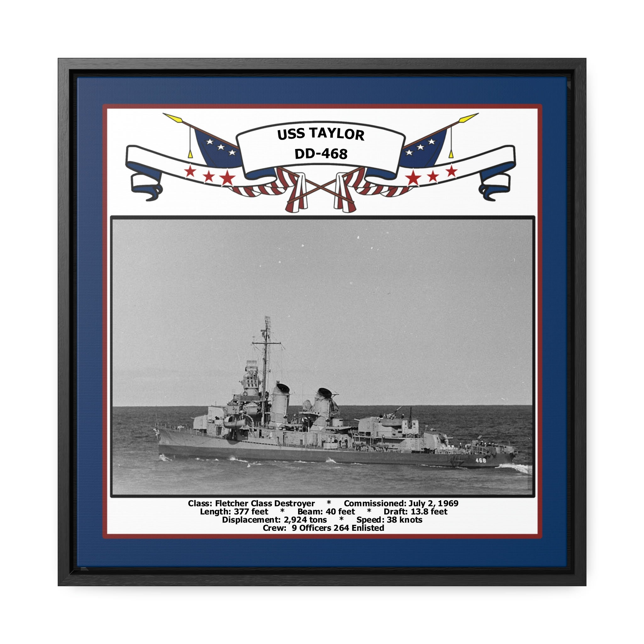 USS Taylor DD-468 Navy Floating Frame Photo – Navy Emporium