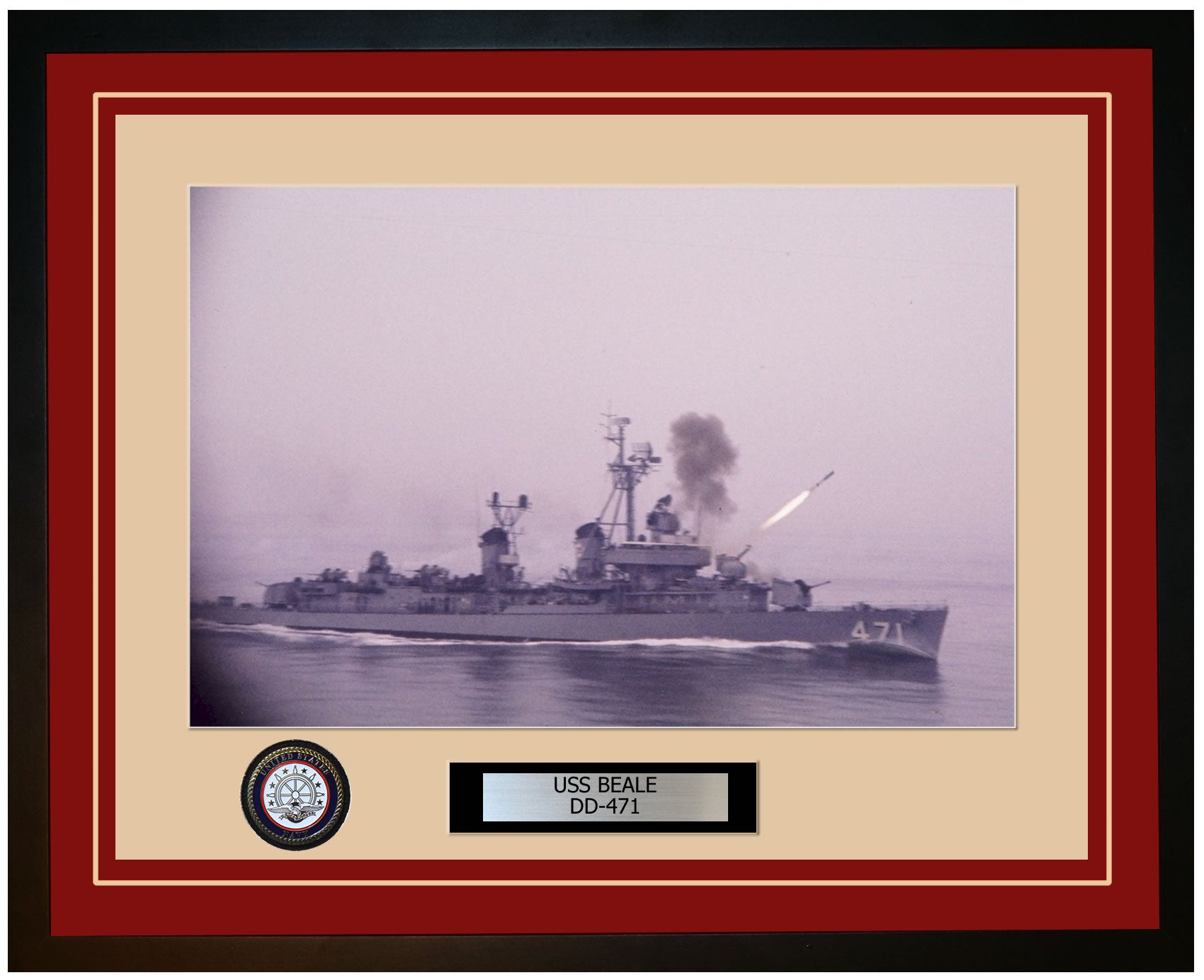 USS BEALE DD-471 Framed Navy Ship Photo Burgundy – Navy Emporium