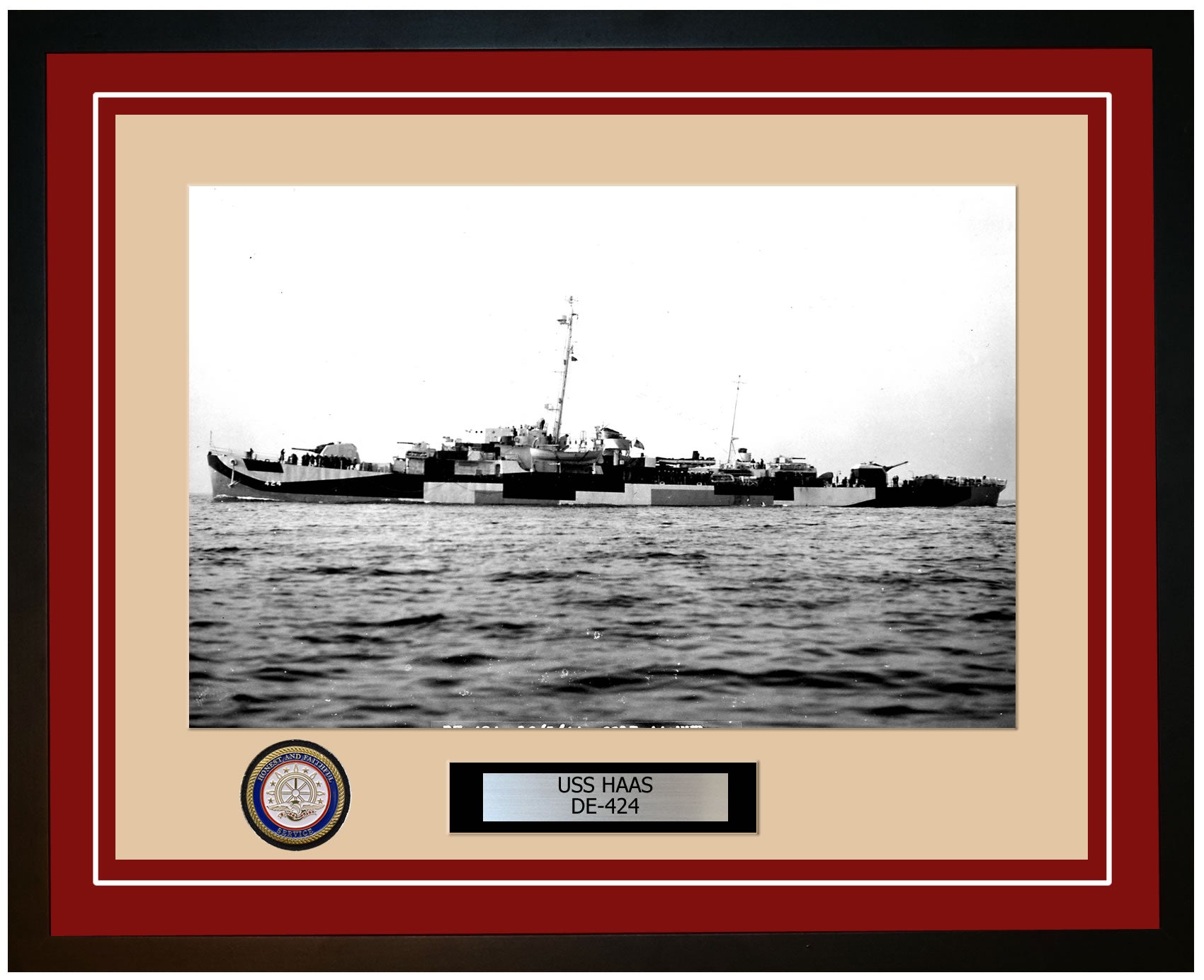 USS Haas DE-424 Framed Navy Ship Photo Burgundy – Navy Emporium