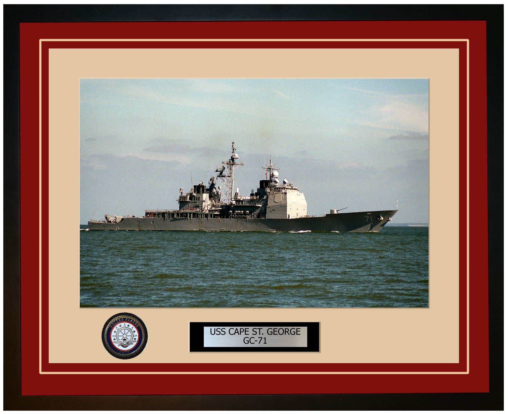 USS CAPE ST. GEORGE CG-71 Framed Navy Ship Photo Burgundy – Navy Emporium