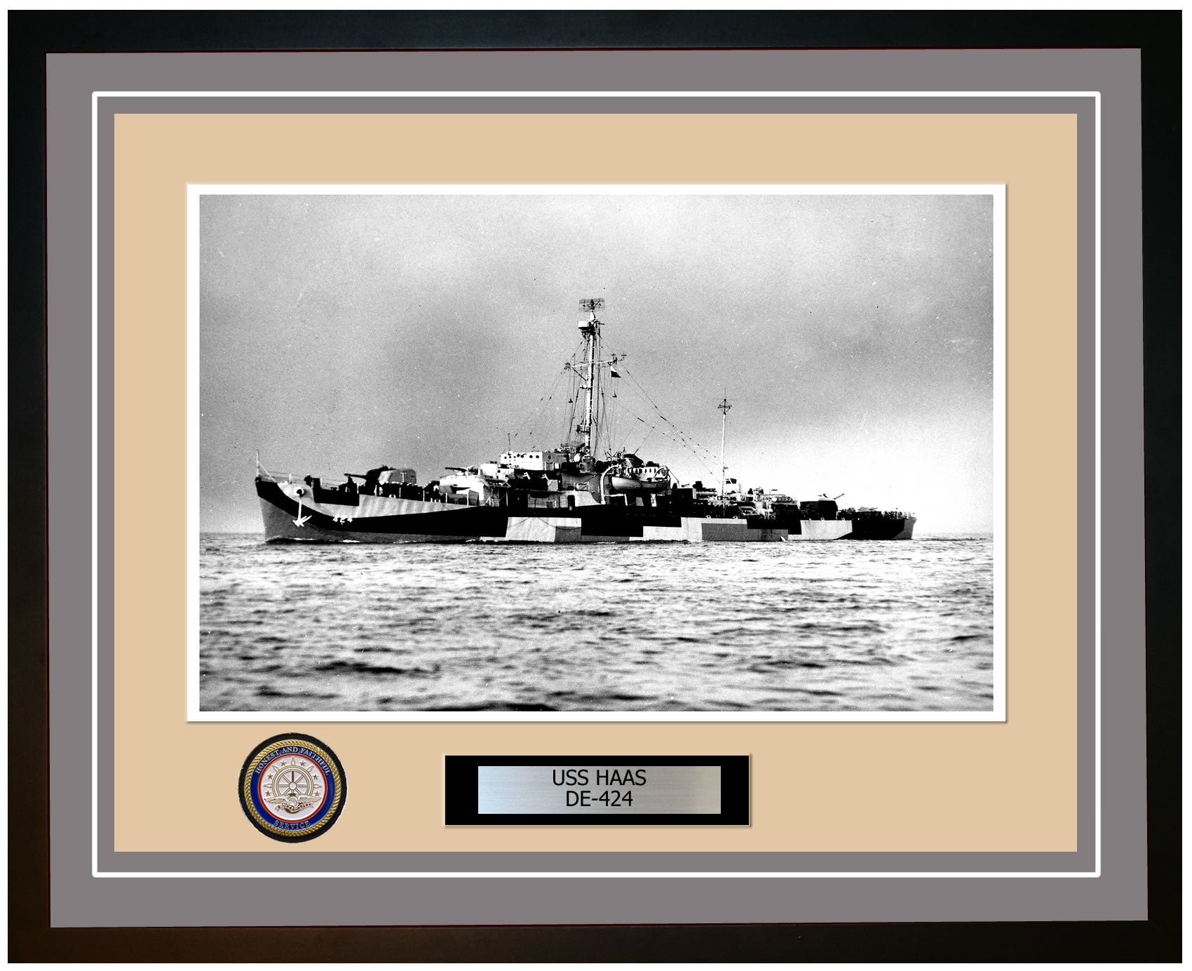 USS Haas DE-424 Framed Navy Ship Photo Burgundy – Navy Emporium