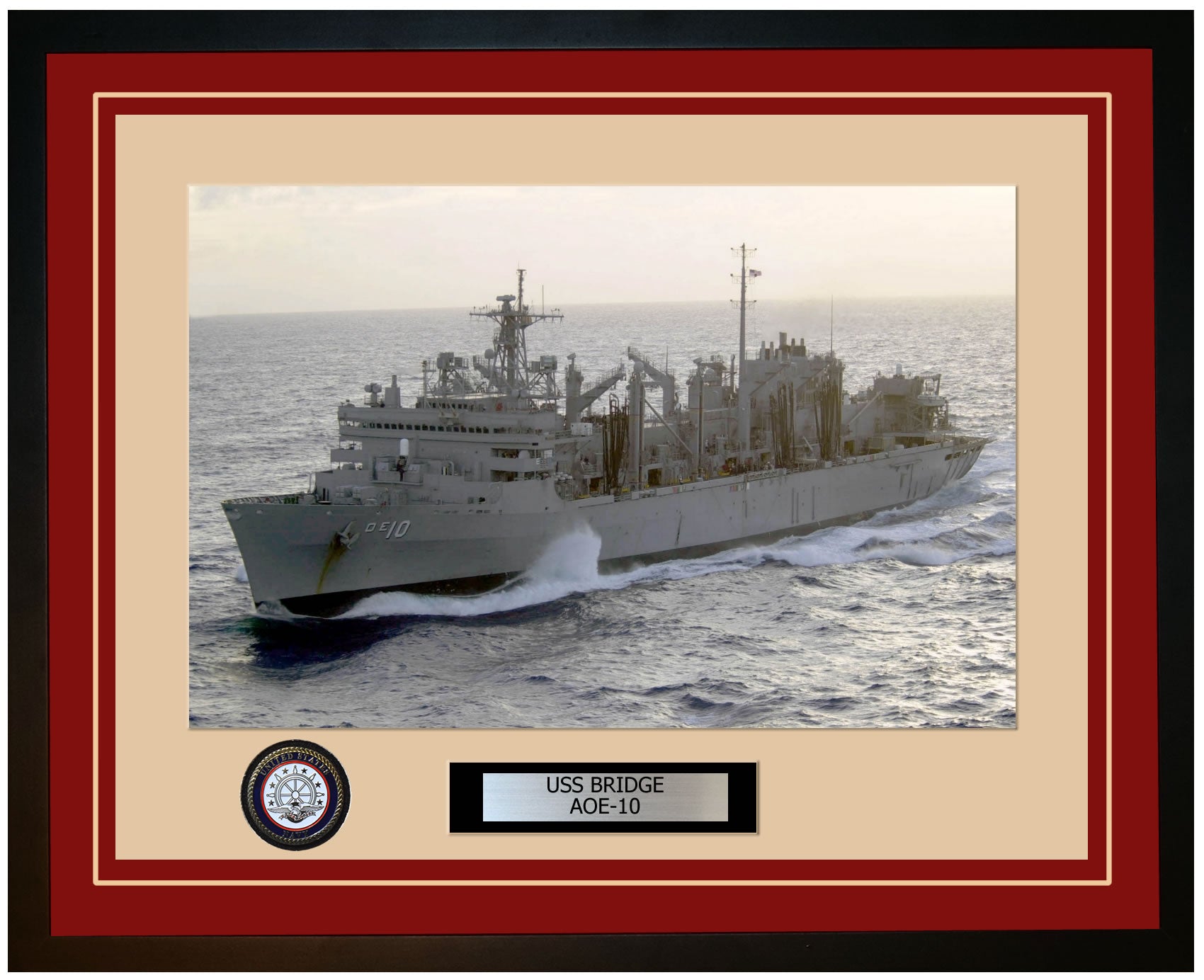 USS BRIDGE AOE-10 Framed Navy Ship Photo Burgundy – Navy Emporium
