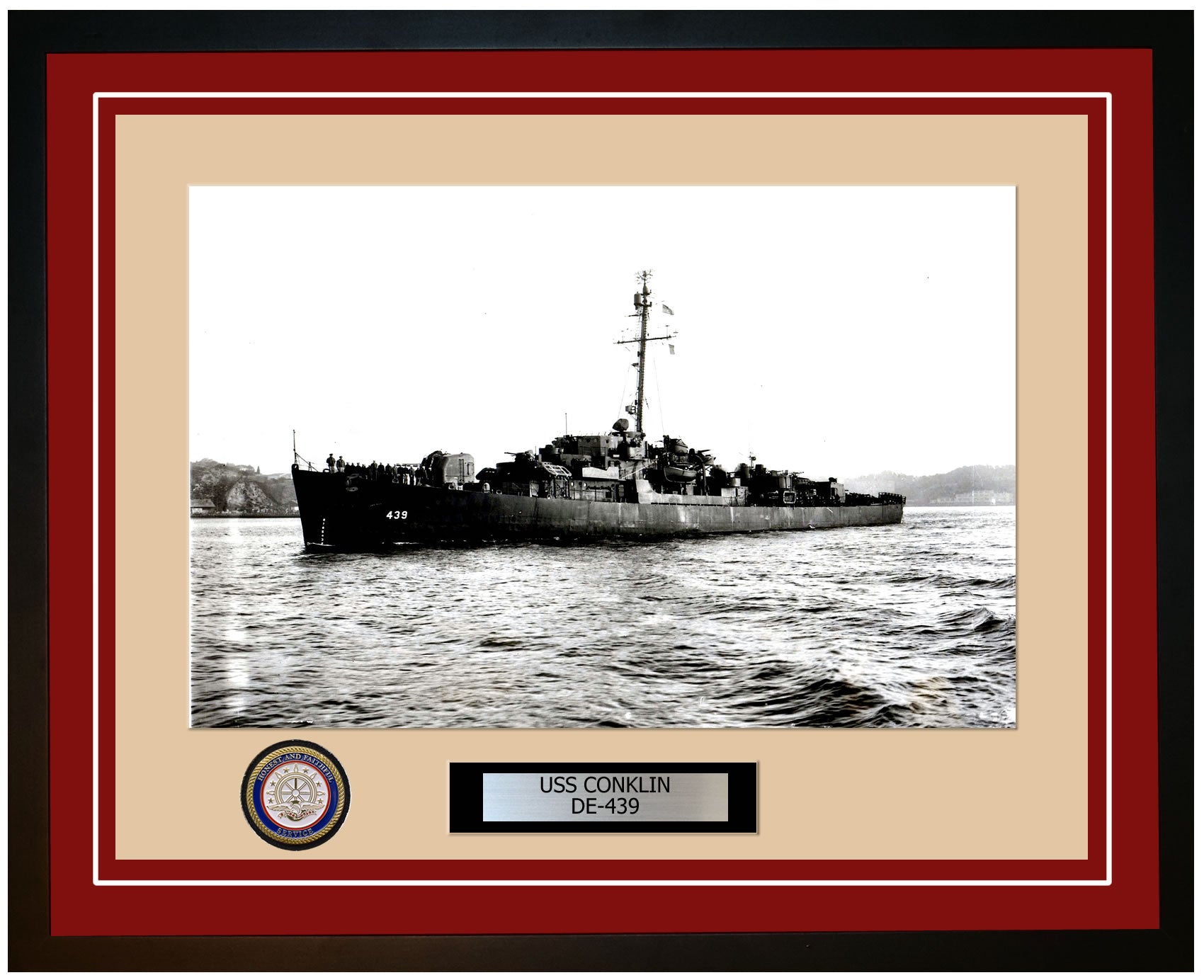 USS Conklin DE-439 Framed Navy Ship Photo Burgundy – Navy Emporium