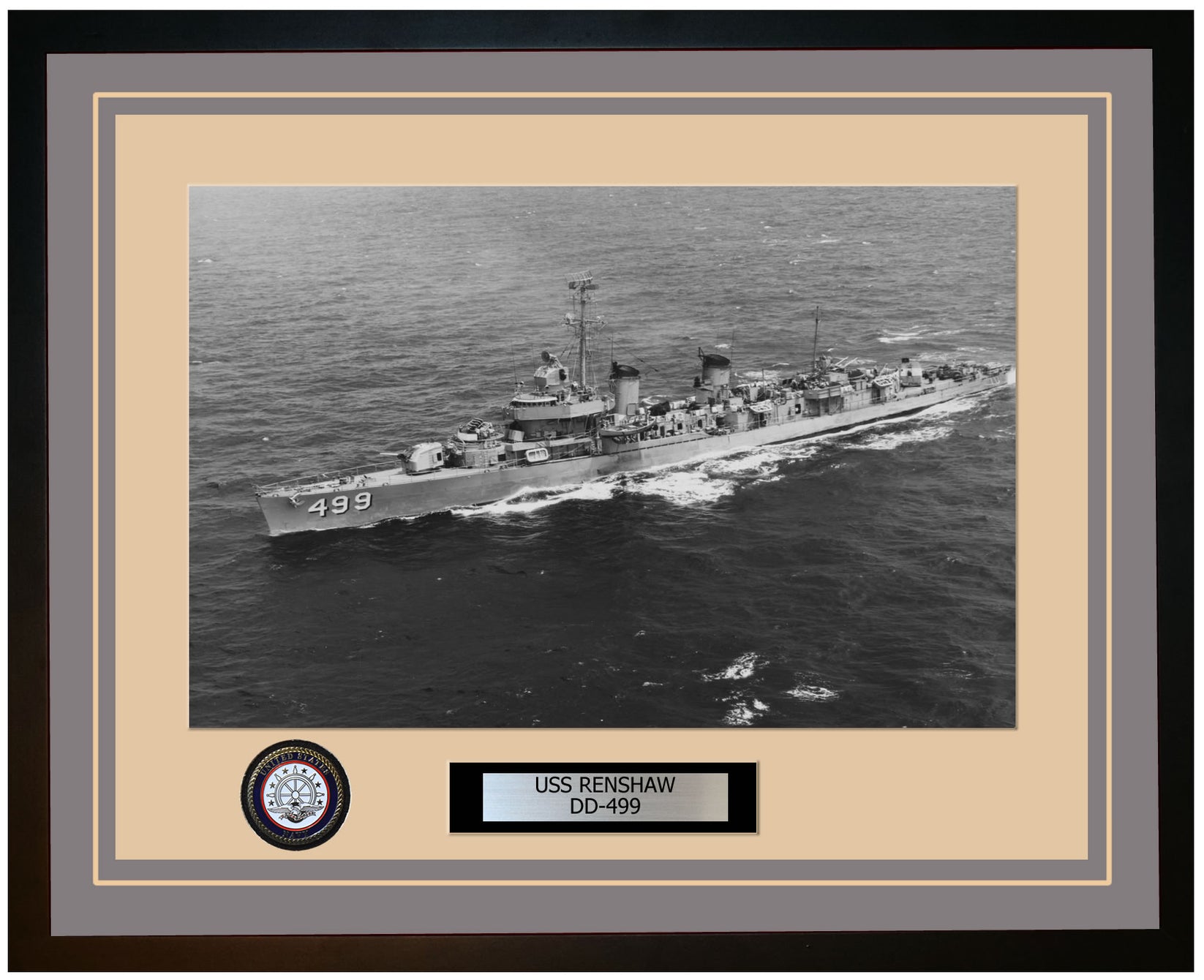 USS RENSHAW DD-499 Framed Navy Ship Photo Burgundy – Navy Emporium