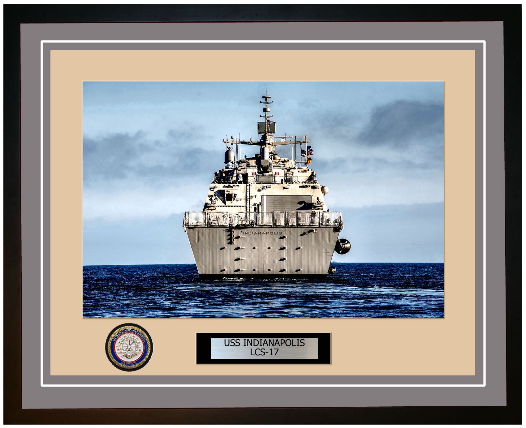 USS Indianapolis LCS-17 Framed Navy Ship Photo Burgundy – Navy Emporium