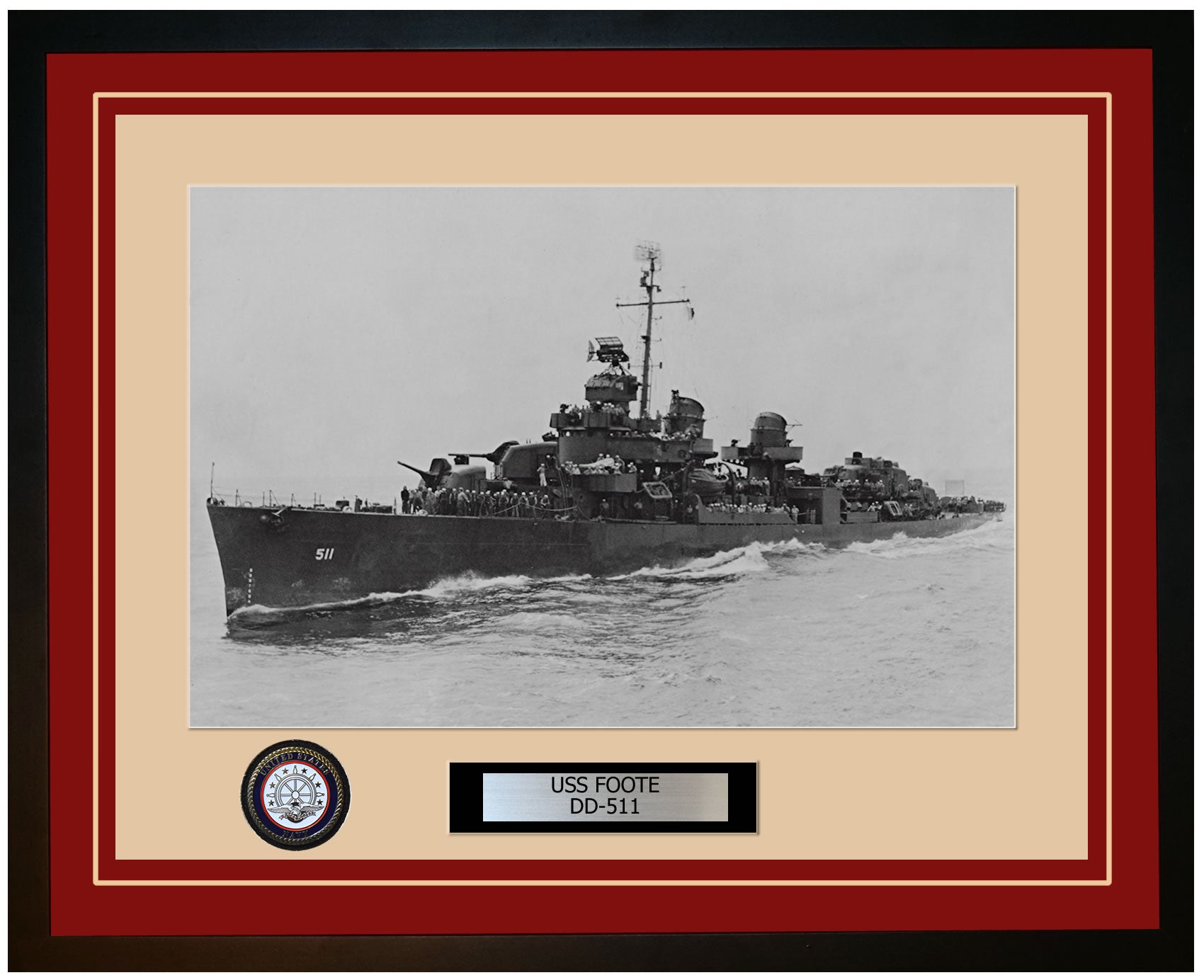 USS FOOTE DD-511 Framed Navy Ship Photo Burgundy – Navy Emporium