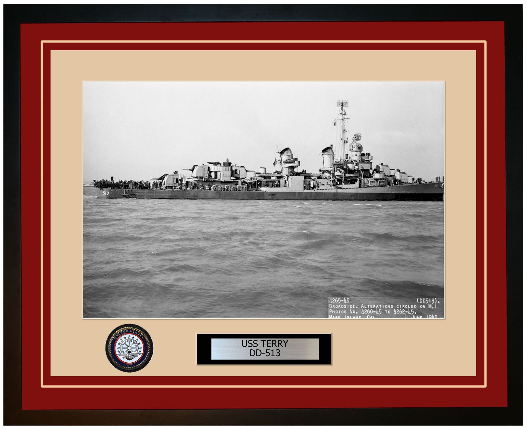 USS TERRY DD-513 Framed Navy Ship Photo Burgundy – Navy Emporium