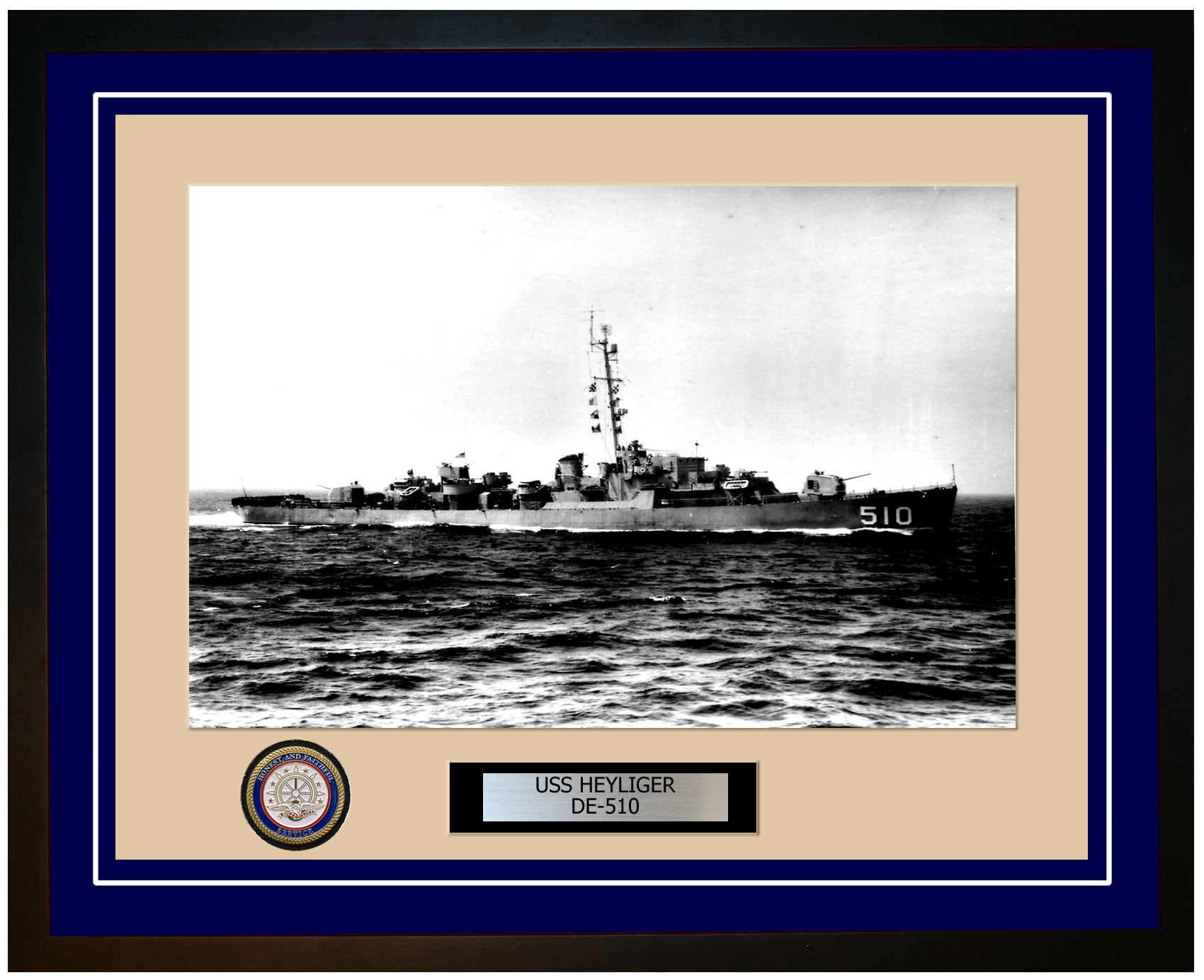 USS Heyliger DE-510 Framed Navy Ship Photo Burgundy – Navy Emporium
