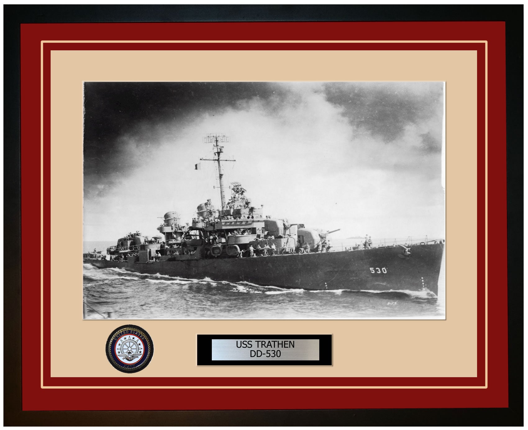 USS TRATHEN DD-530 Framed Navy Ship Photo Burgundy – Navy Emporium