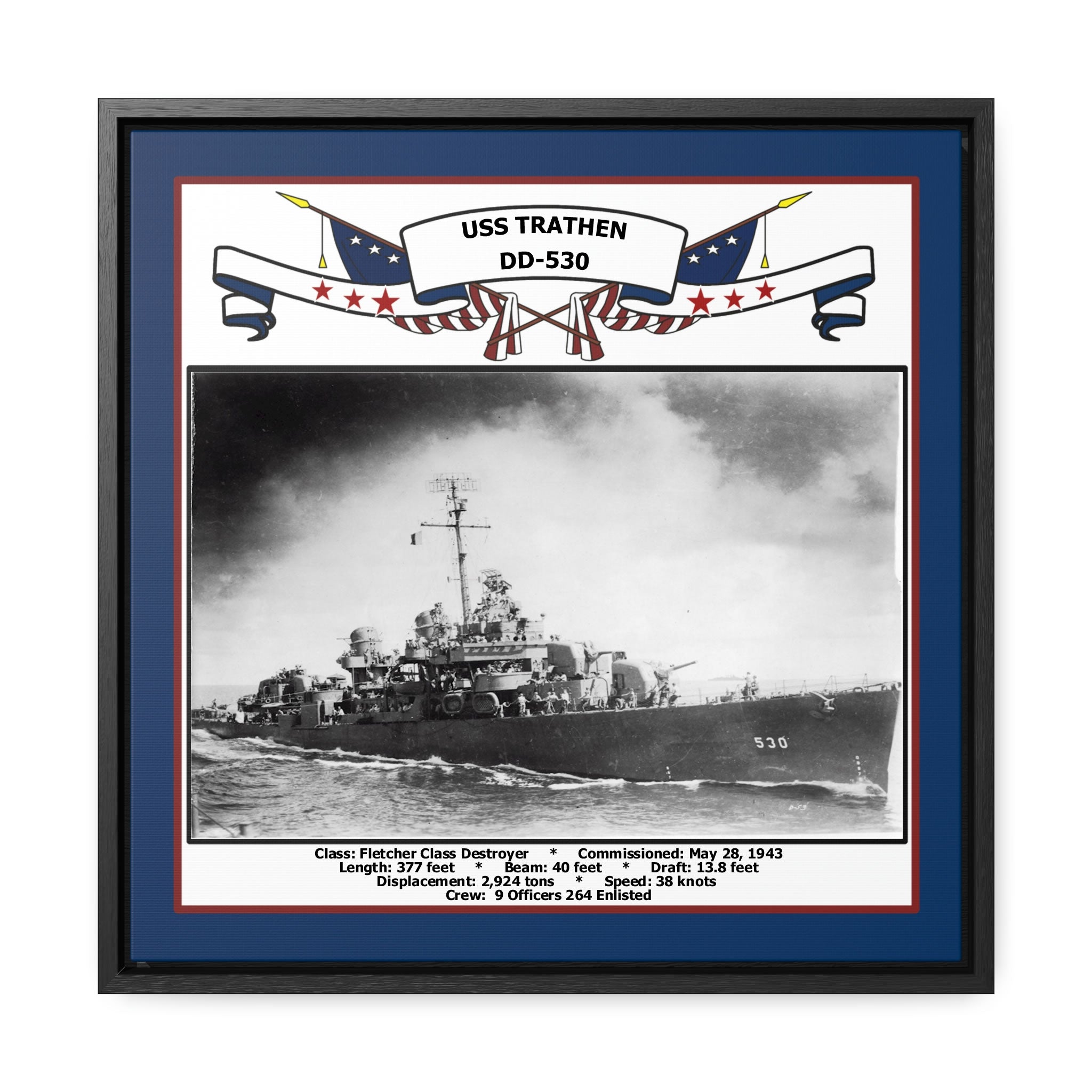 USS Trathen DD-530 Navy Floating Frame Photo – Navy Emporium