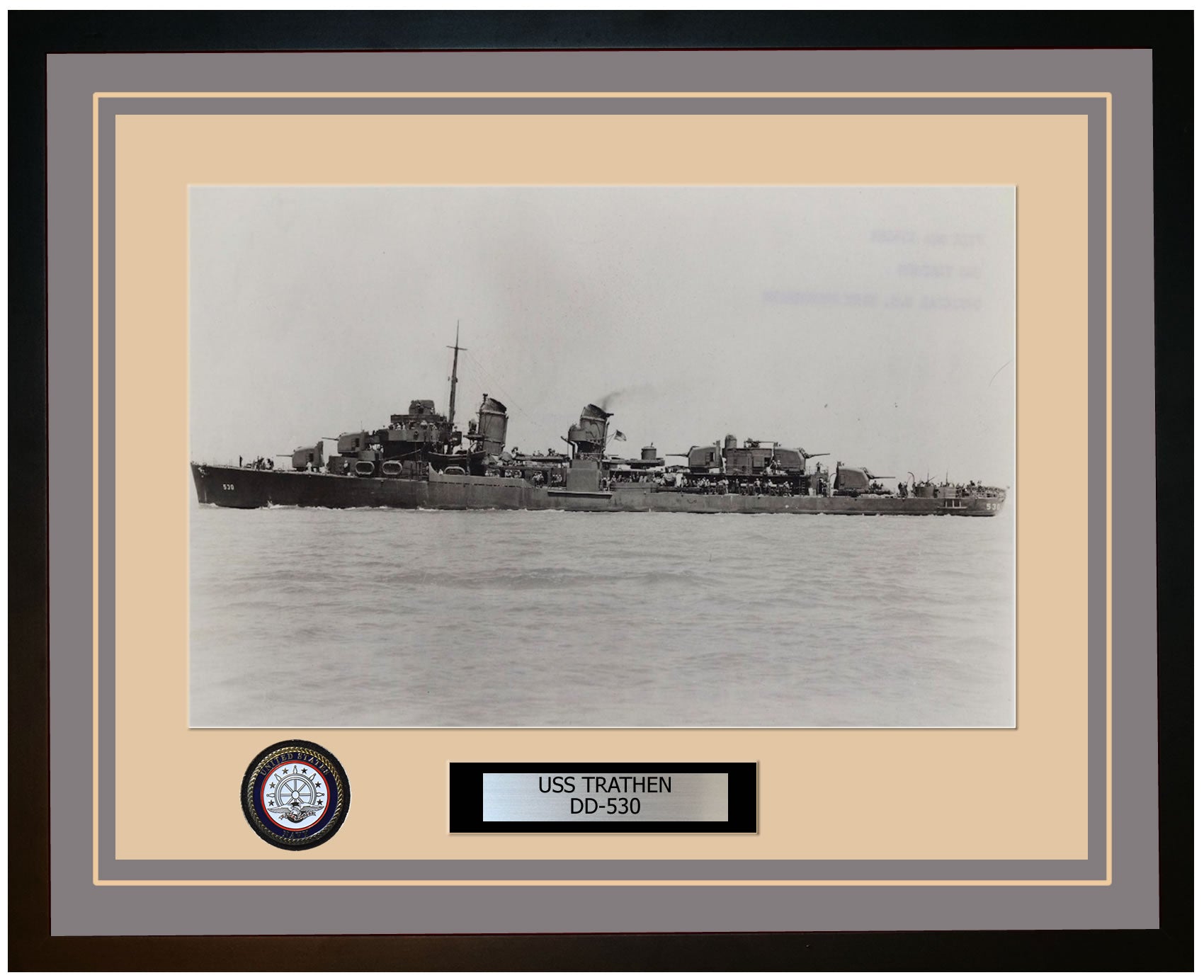 USS TRATHEN DD-530 Framed Navy Ship Photo Burgundy – Navy Emporium