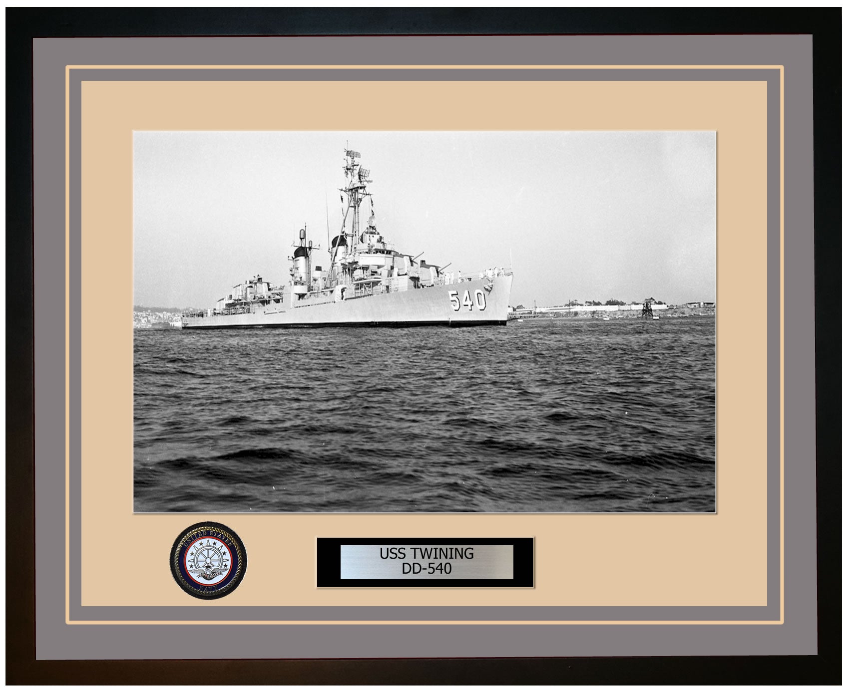 USS TWINING DD-540 Framed Navy Ship Photo Burgundy – Navy Emporium