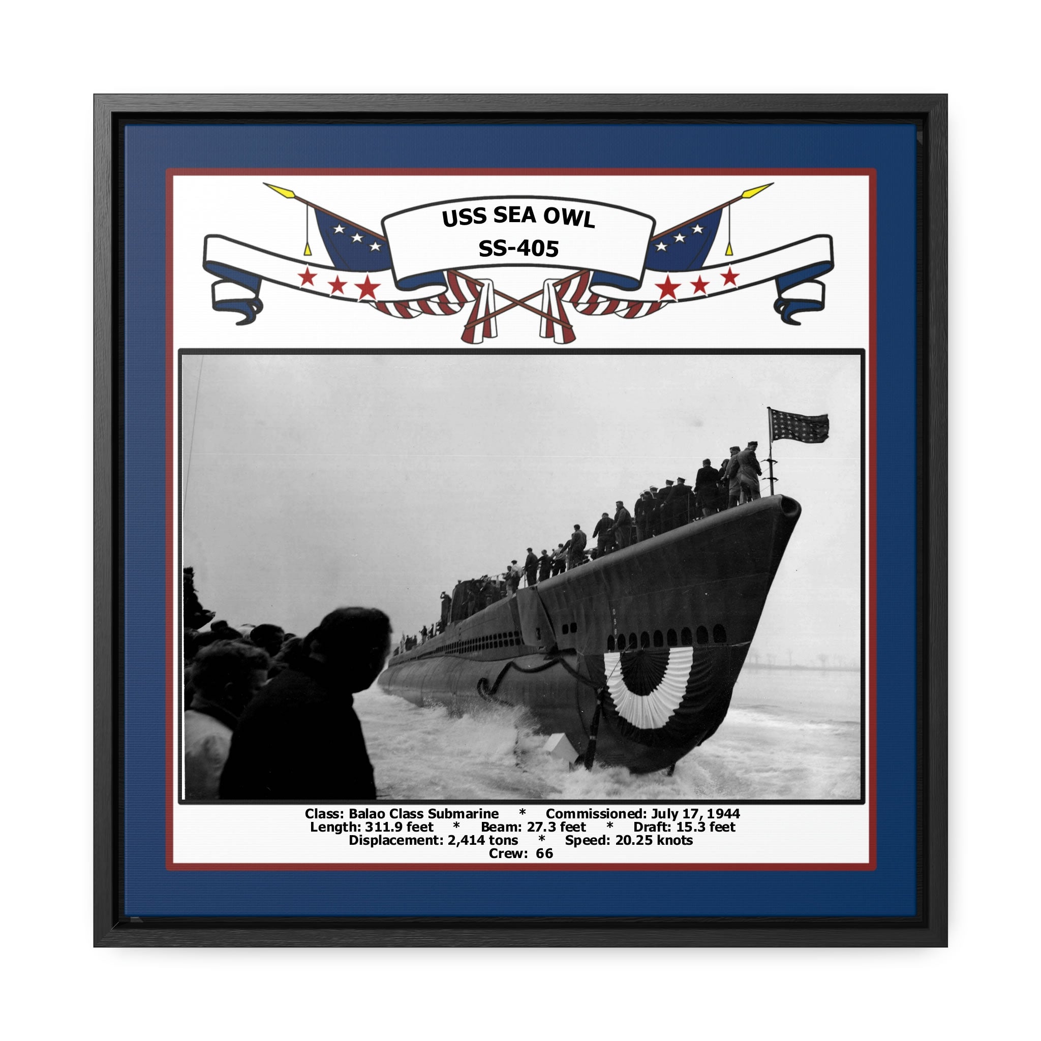 USS Sea Owl SS-405 Navy Floating Frame Photo – Navy Emporium