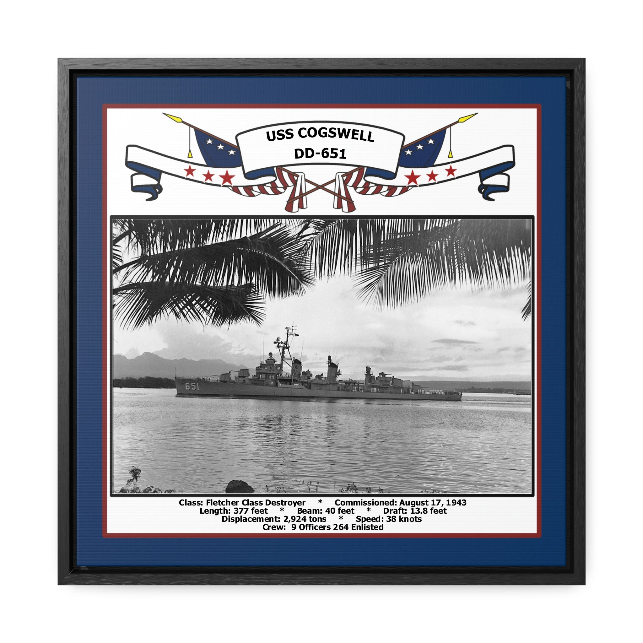 USS Cogswell DD-651 Navy Floating Frame Photo – Navy Emporium