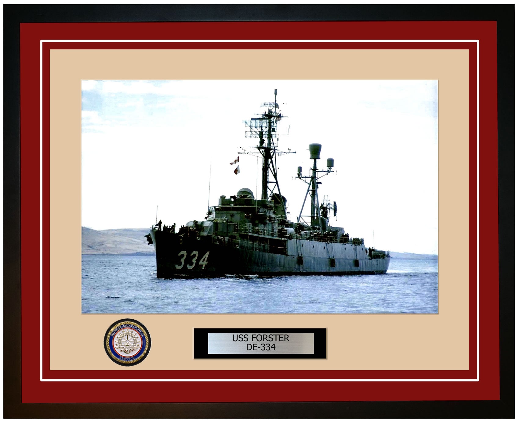 USS Forster DE-334 Framed Navy Ship Photo Burgundy – Navy Emporium