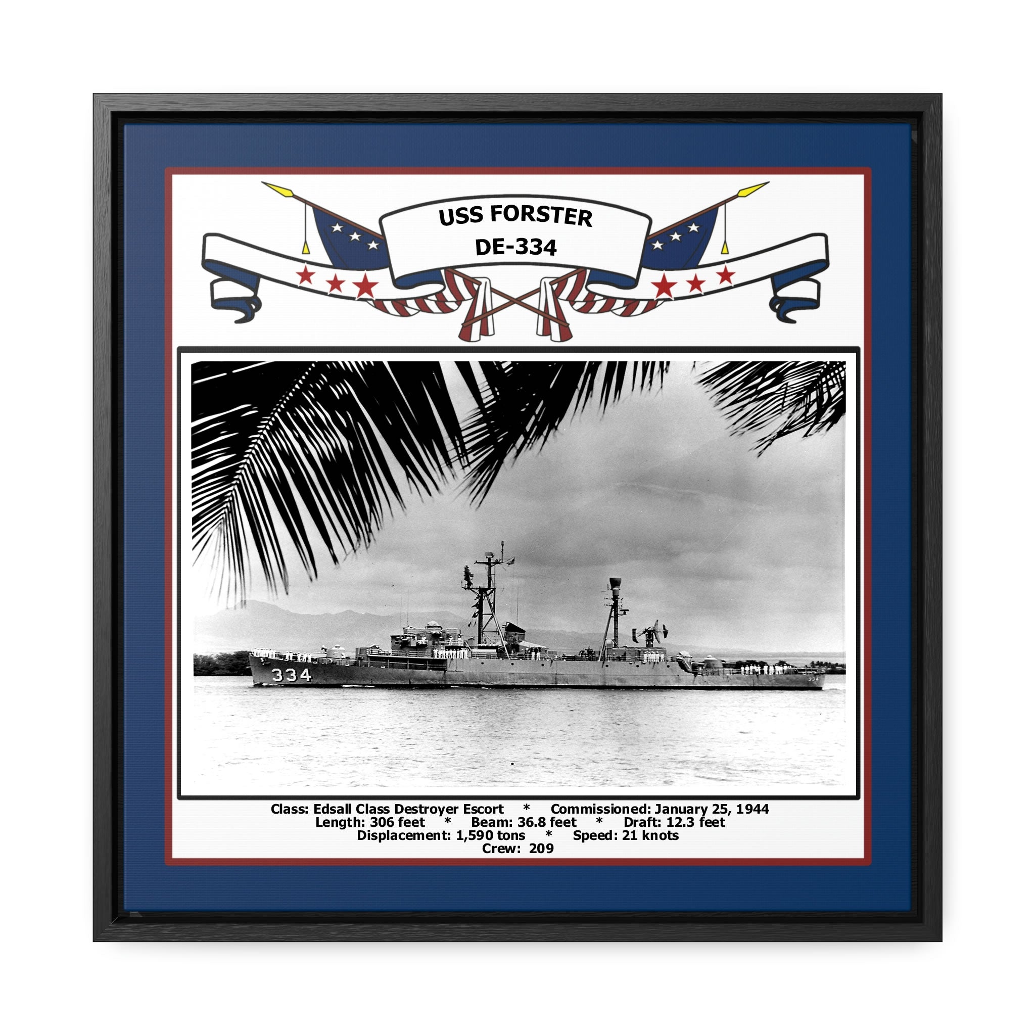 USS Forster DE-334 Navy Floating Frame Photo – Navy Emporium