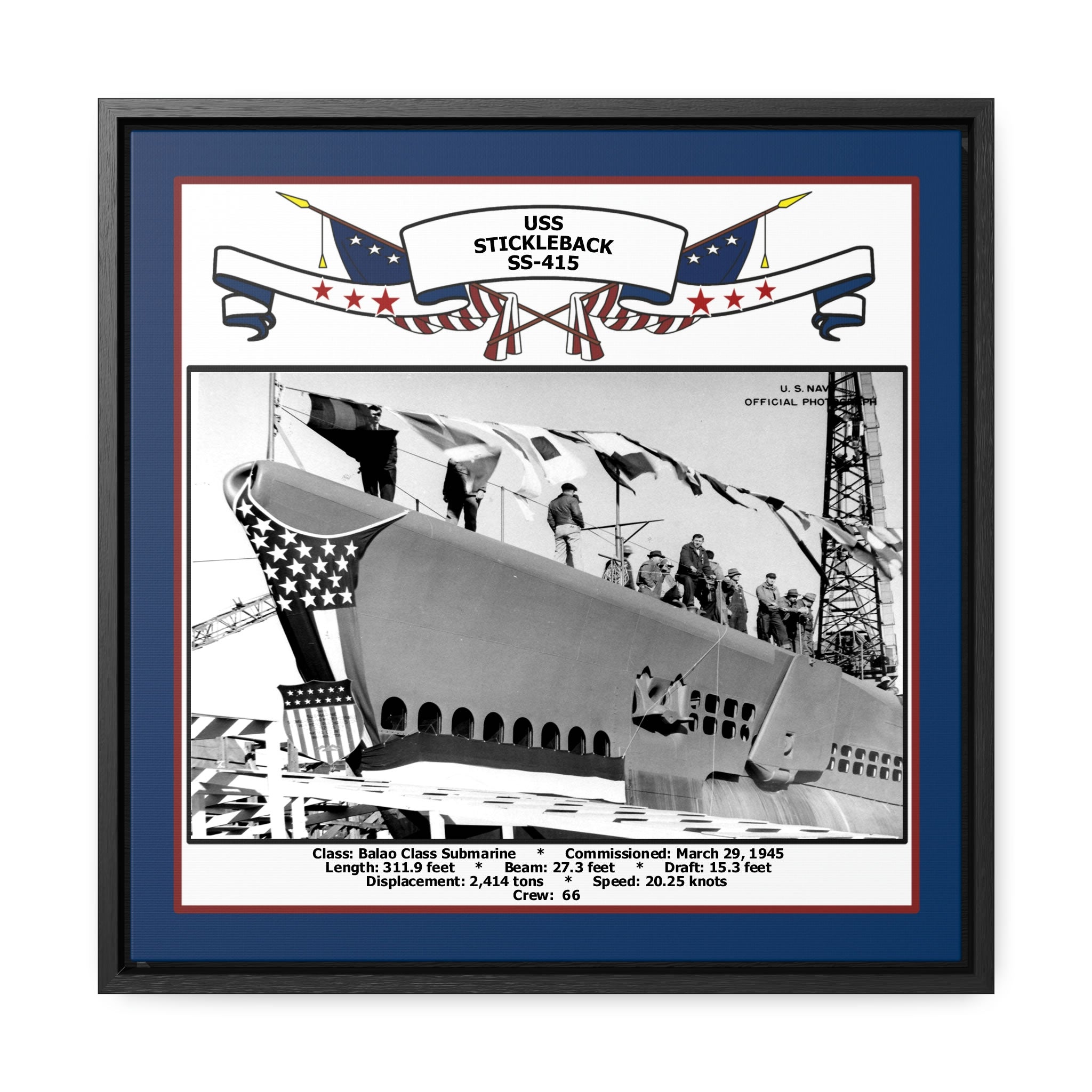 USS Stickleback SS-415 Navy Floating Frame Photo – Navy Emporium