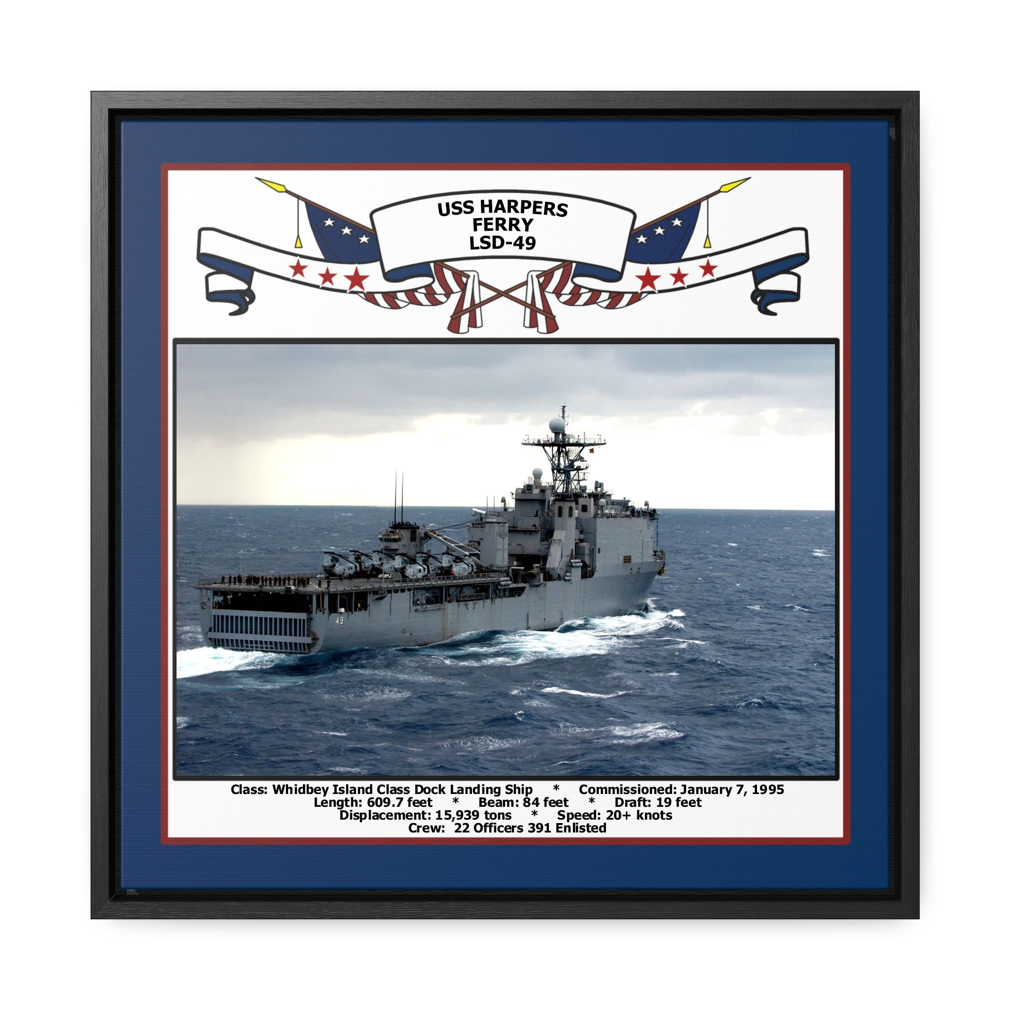 USS Harpers Ferry LSD-49 Navy Floating Frame Photo – Navy Emporium