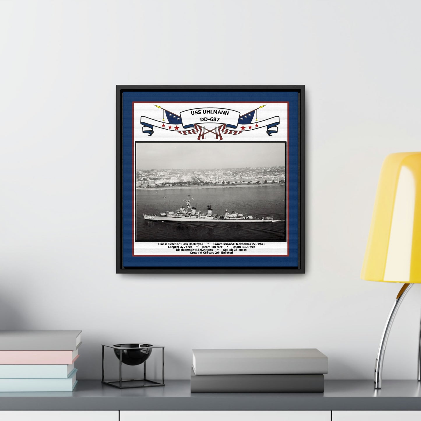 USS Uhlmann DD-687 Navy Floating Frame Photo – Navy Emporium
