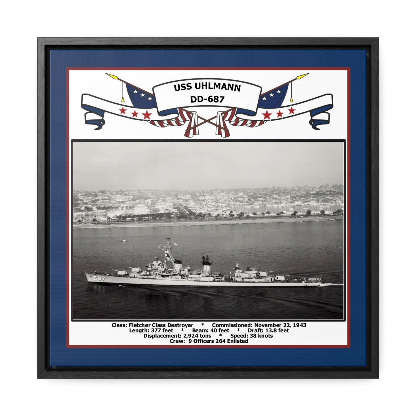 USS Uhlmann DD-687 Navy Floating Frame Photo – Navy Emporium