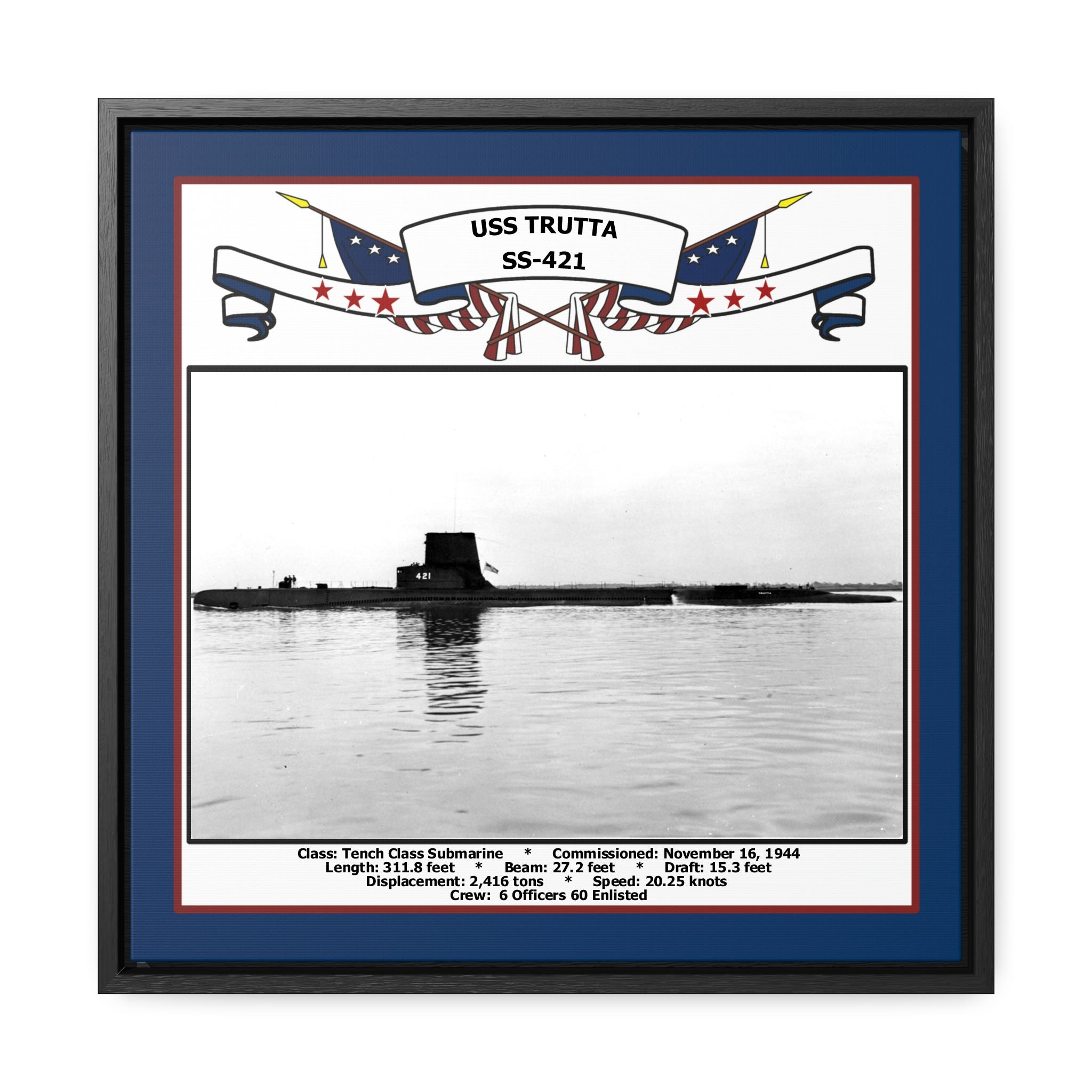 USS Trutta SS-421 Navy Floating Frame Photo – Navy Emporium