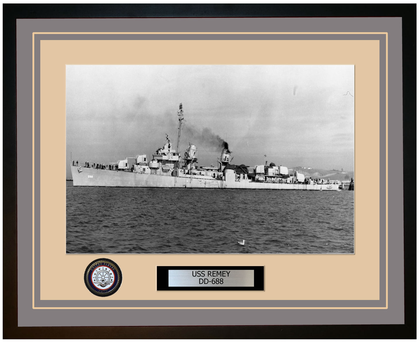 USS REMEY DD-688 Framed Navy Ship Photo Burgundy – Navy Emporium