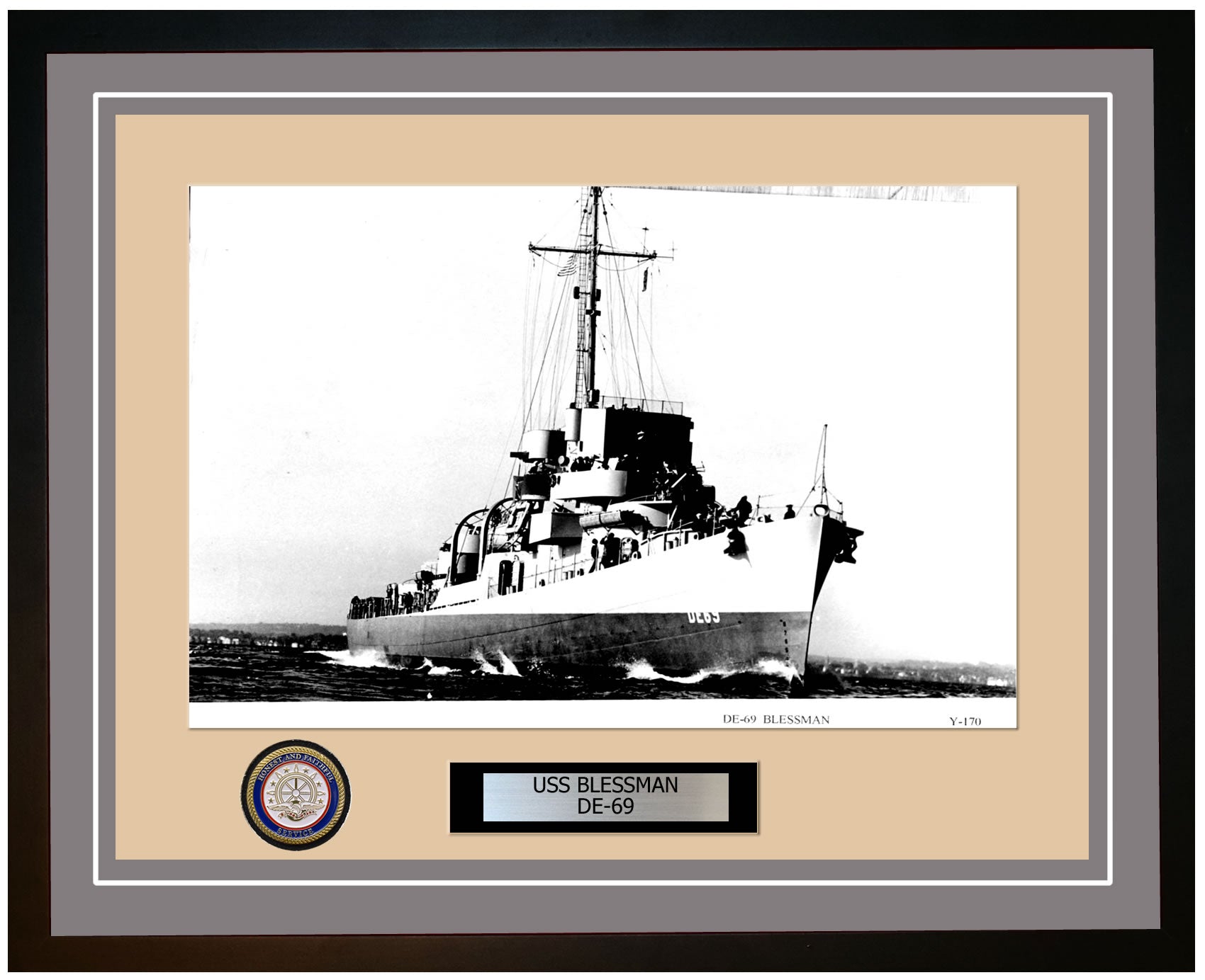 USS Blessman DE-69 Framed Navy Ship Photo Burgundy – Navy Emporium