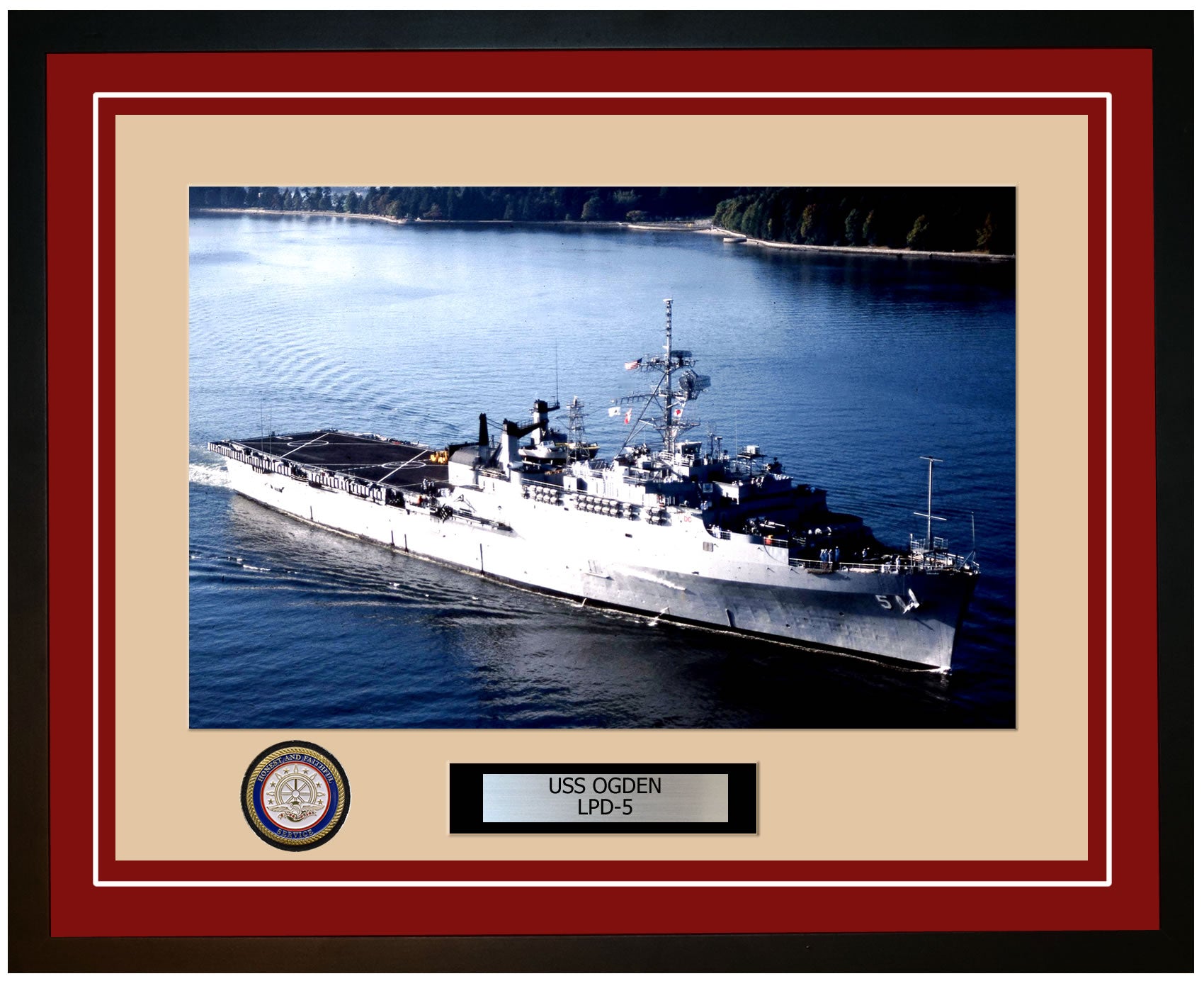 USS Ogden LPD-5 Framed Navy Ship Photo Burgundy – Navy Emporium