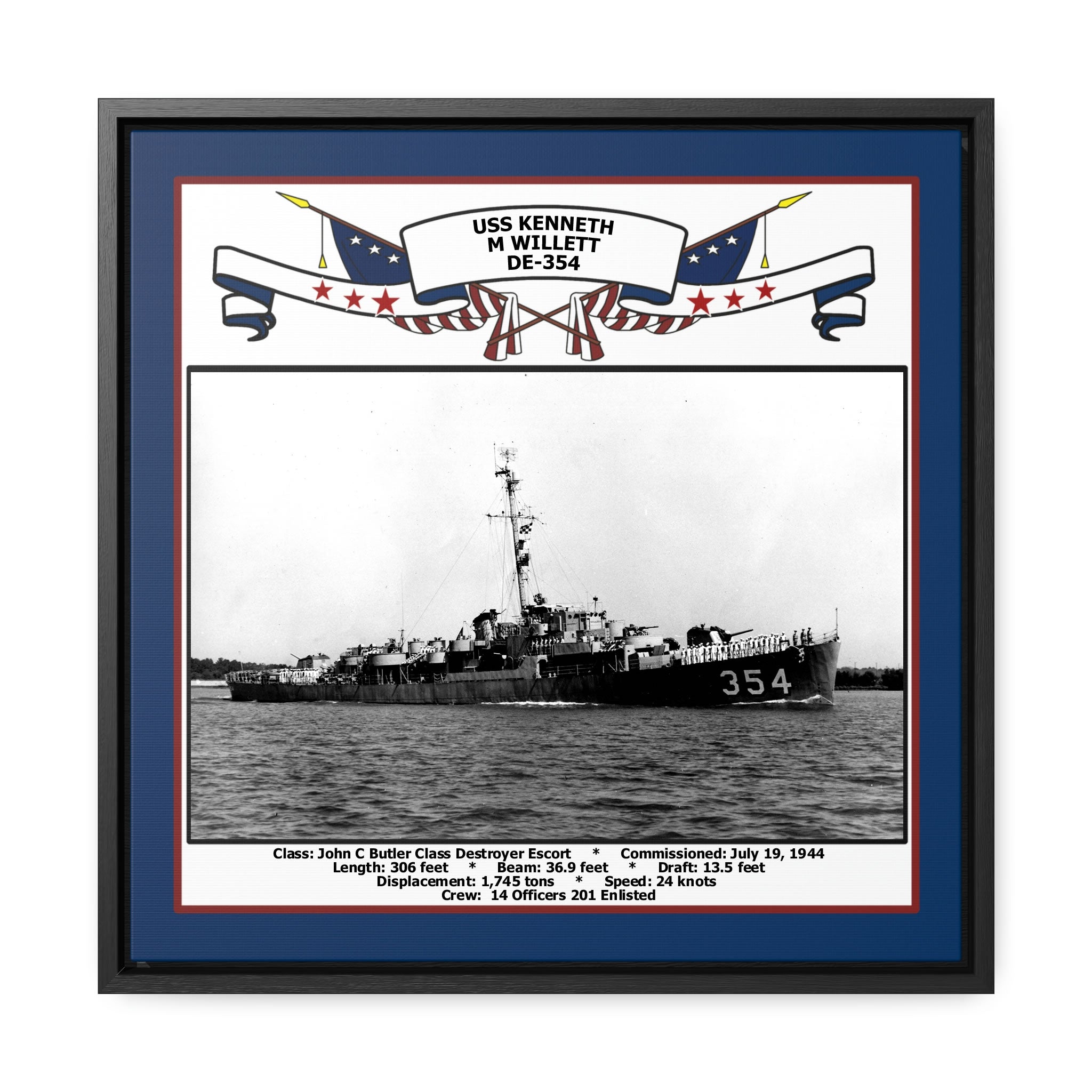 USS Kenneth M Willett DE-354 Navy Floating Frame Photo – Navy Emporium