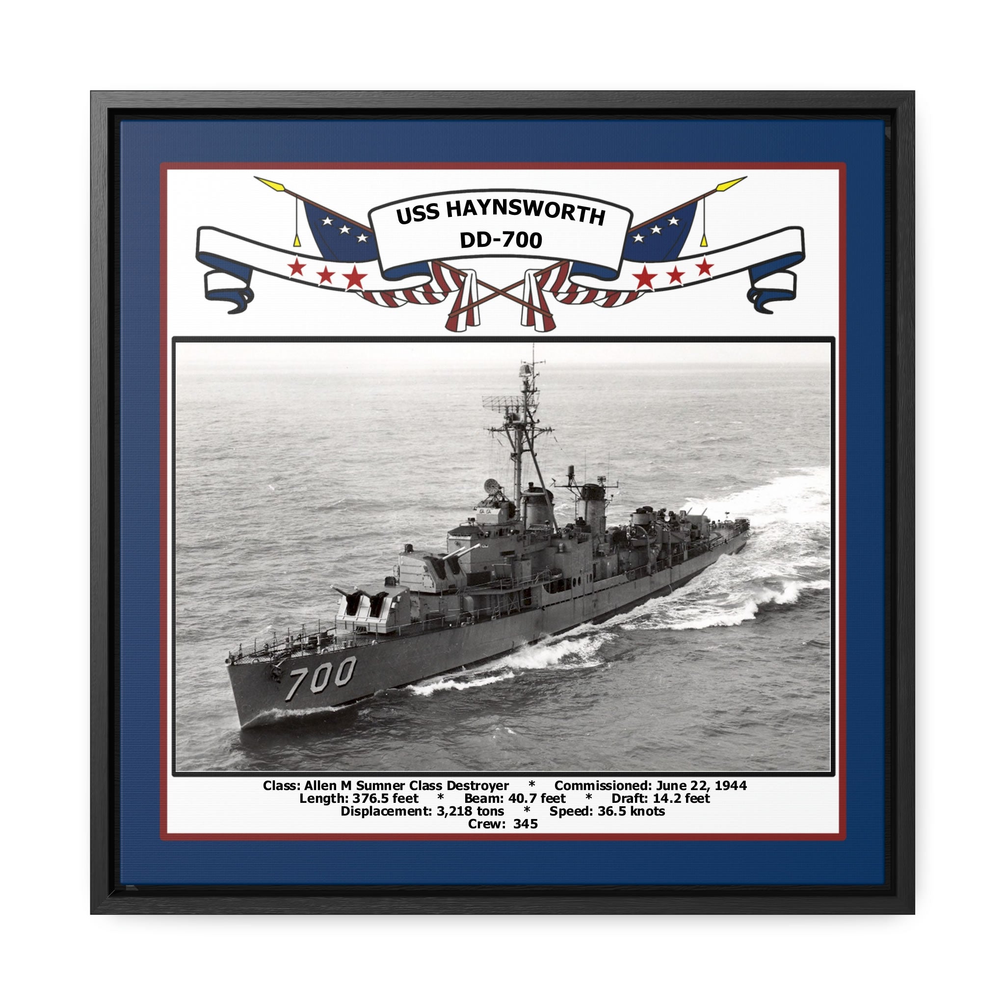 USS Haynsworth DD-700 Navy Floating Frame Photo – Navy Emporium