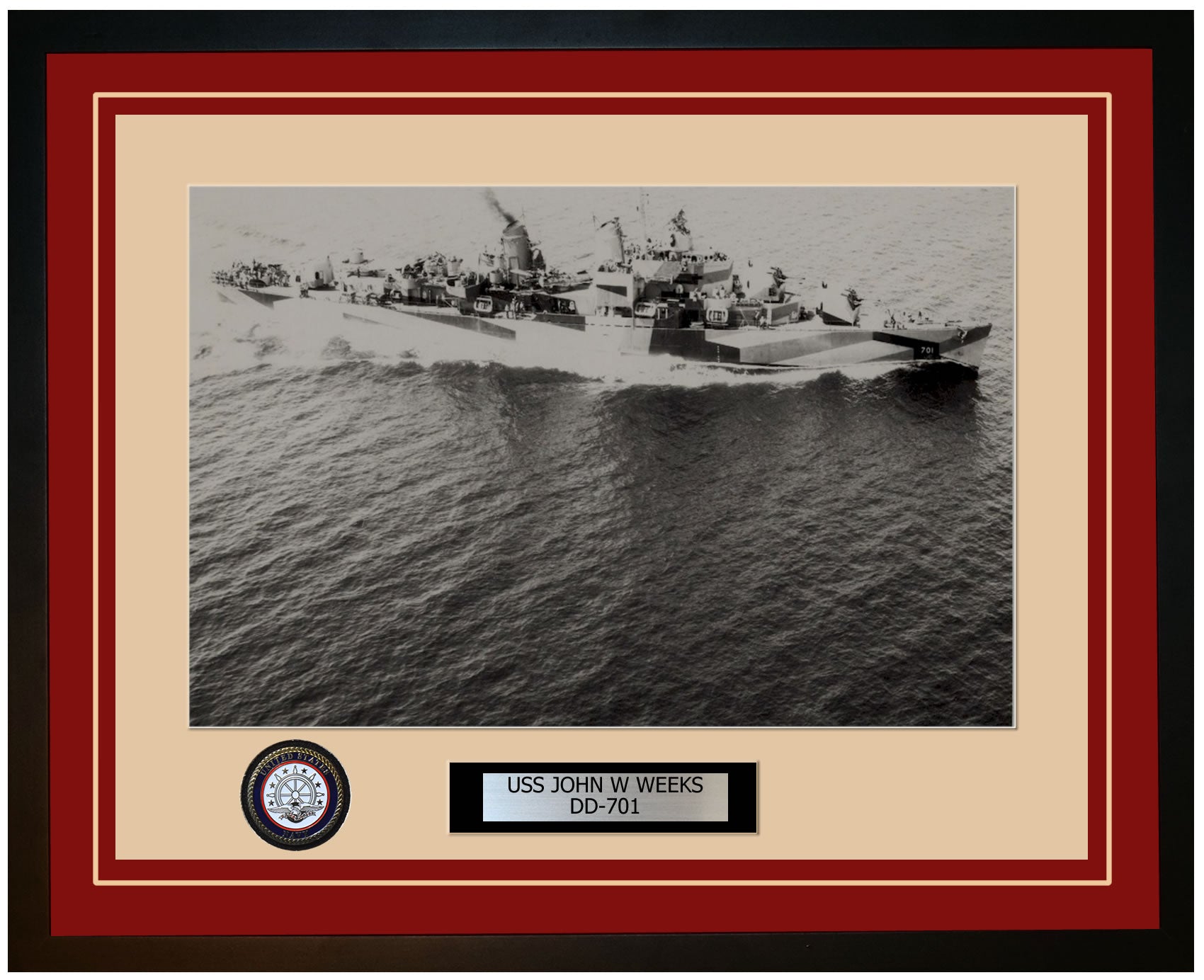 USS JOHN W WEEKS DD-701 Framed Navy Ship Photo Burgundy – Navy Emporium